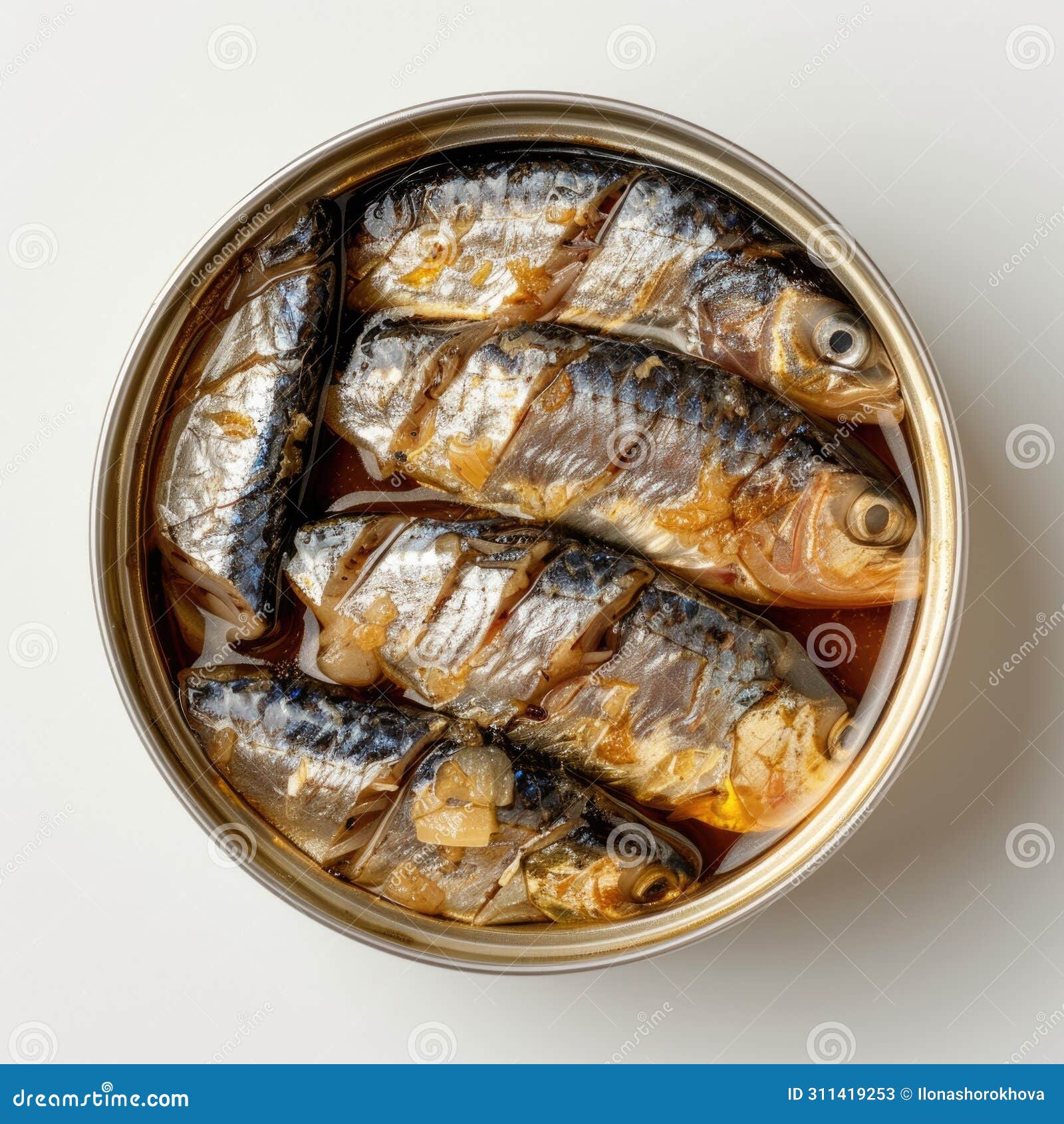 Round Food Can with Fish. Ai Generated Stock Image - Image of food ...