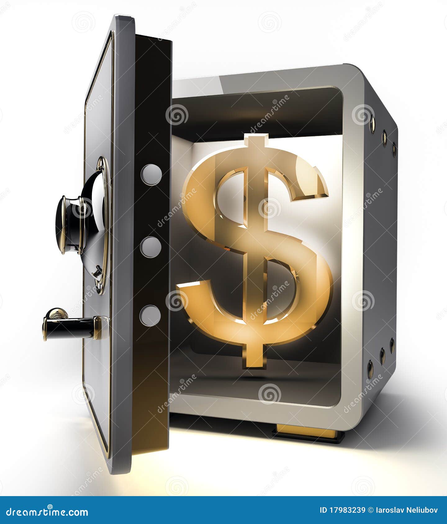 Opened Safe with Gold Dollar Symbol 3d Stock Image - Image of rectangle ...