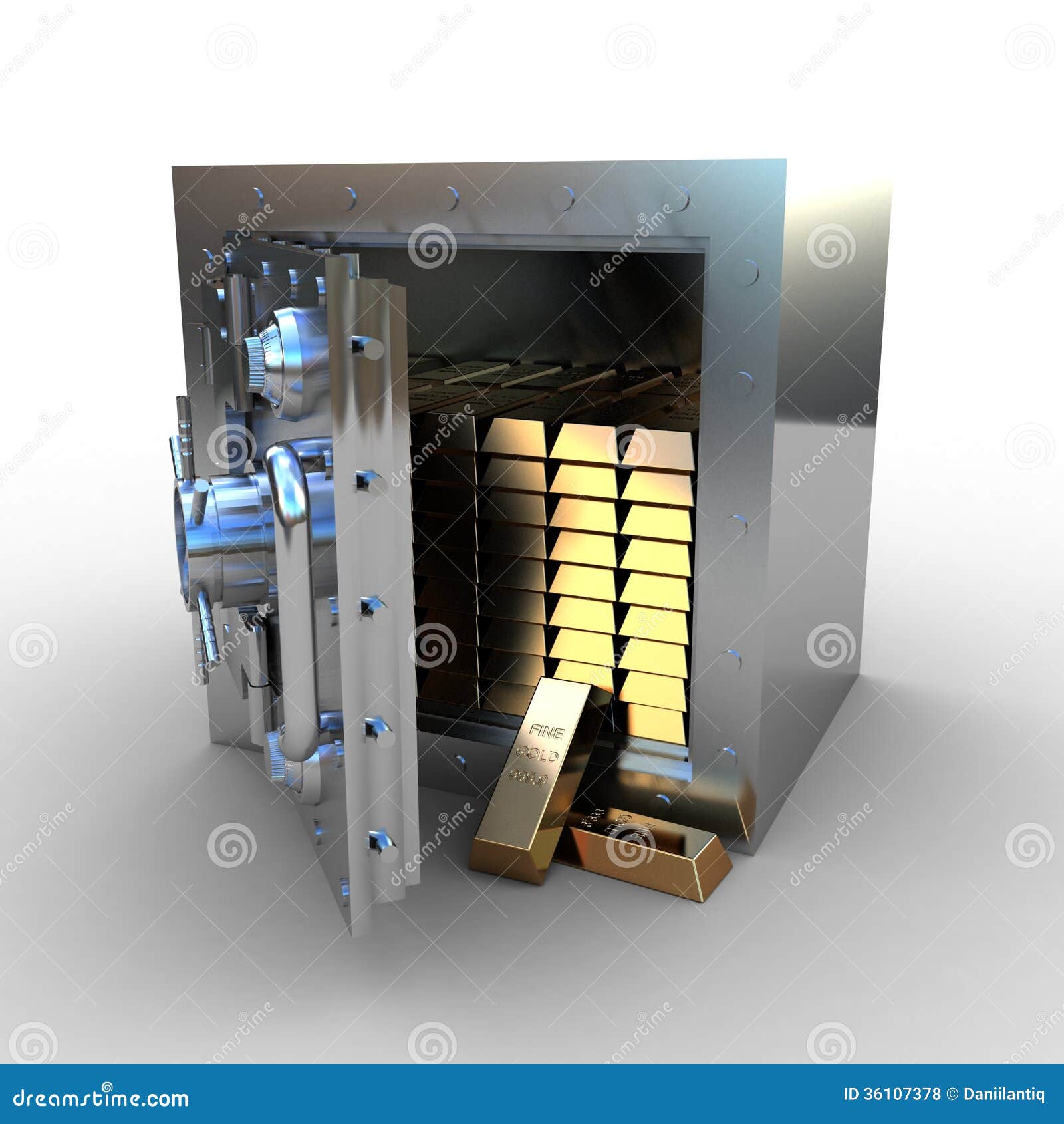 Opened Safe with Gold Ingot Stock Illustration - Illustration of ...