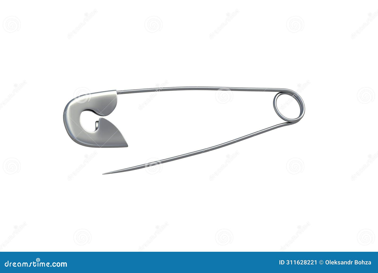 Opened Safety Pin Isolated on White Background. Stock Illustration ...
