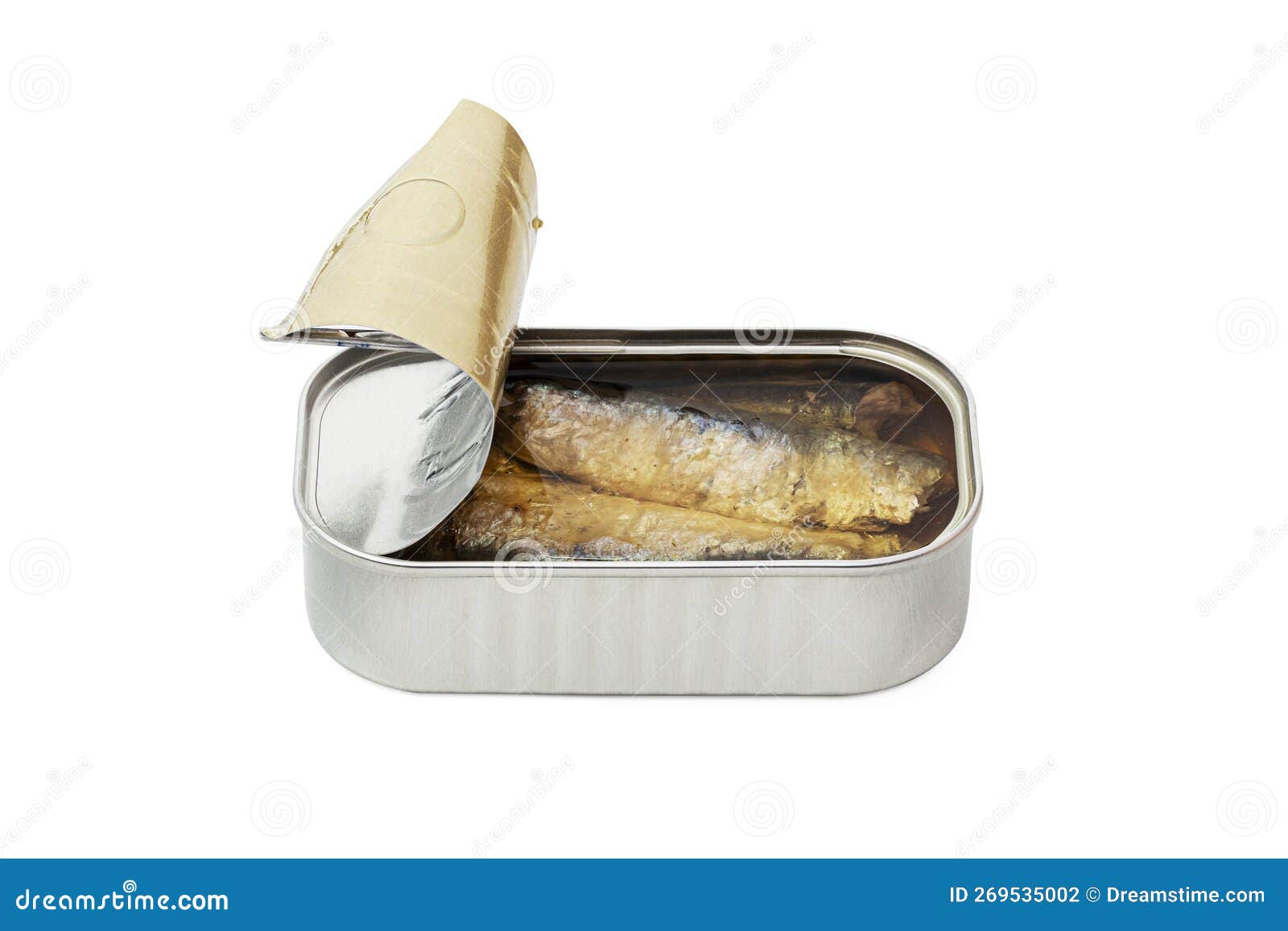 Opened Preserve Cans With Saury, Mackerel, Sprats, Sardines, Pilchard ...