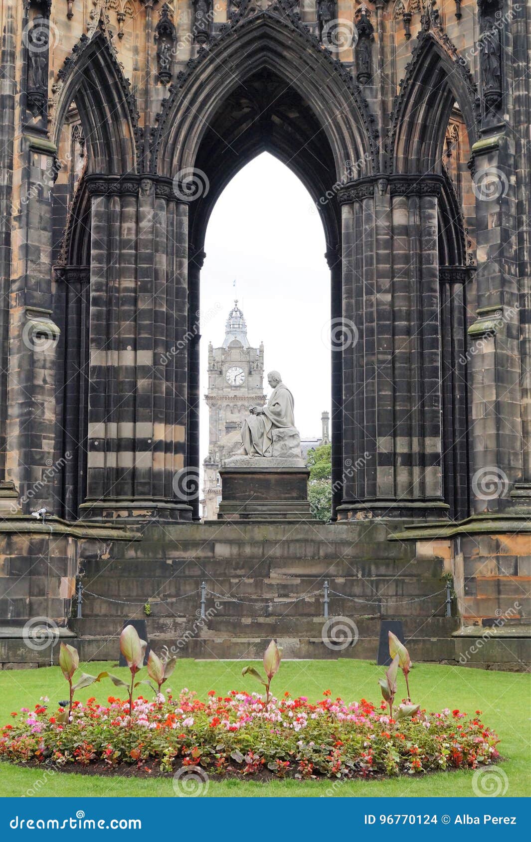 Scott monument stock photo. Image of clock, statue, scottmonument ...