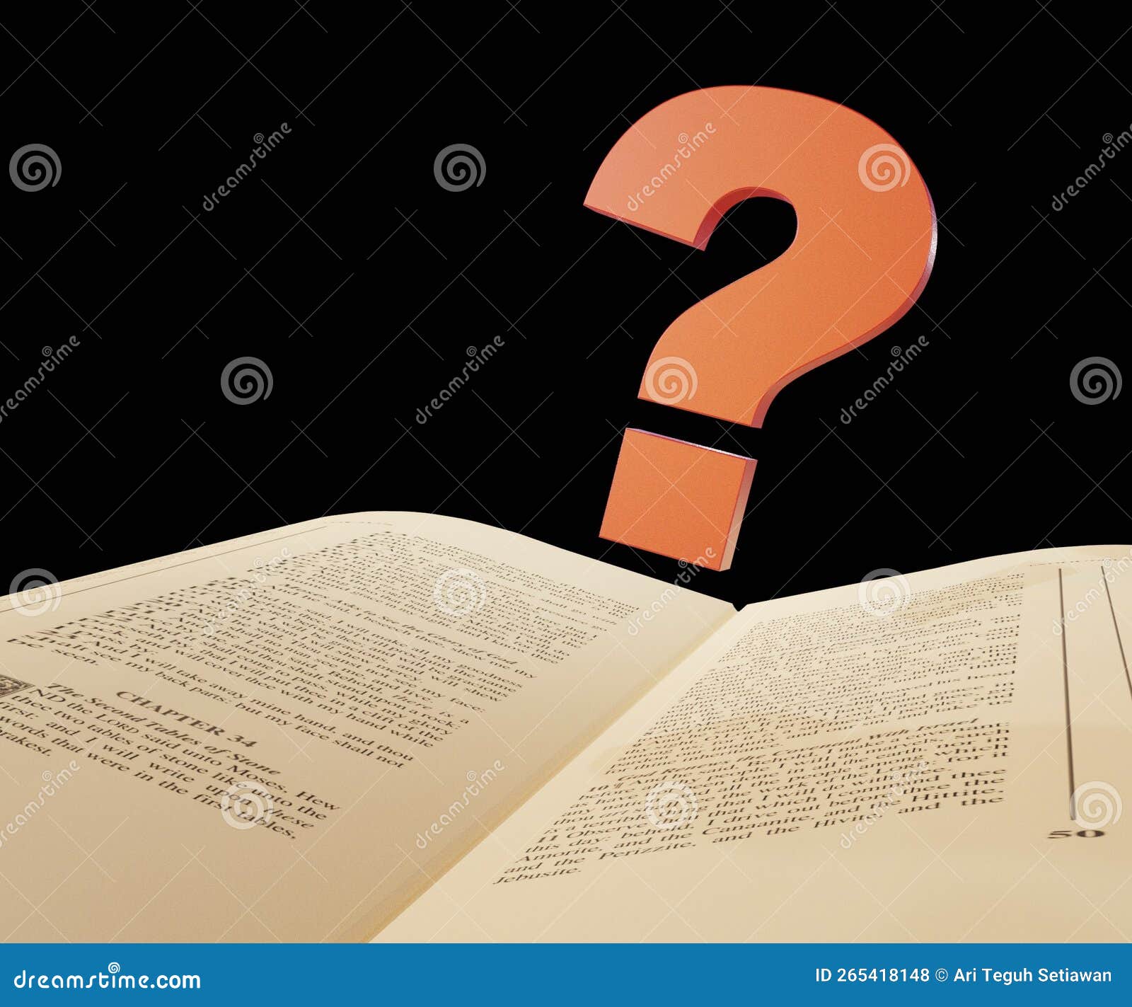 Opened Scripture of Holy Bible with Question Mark on Top of it Stock ...