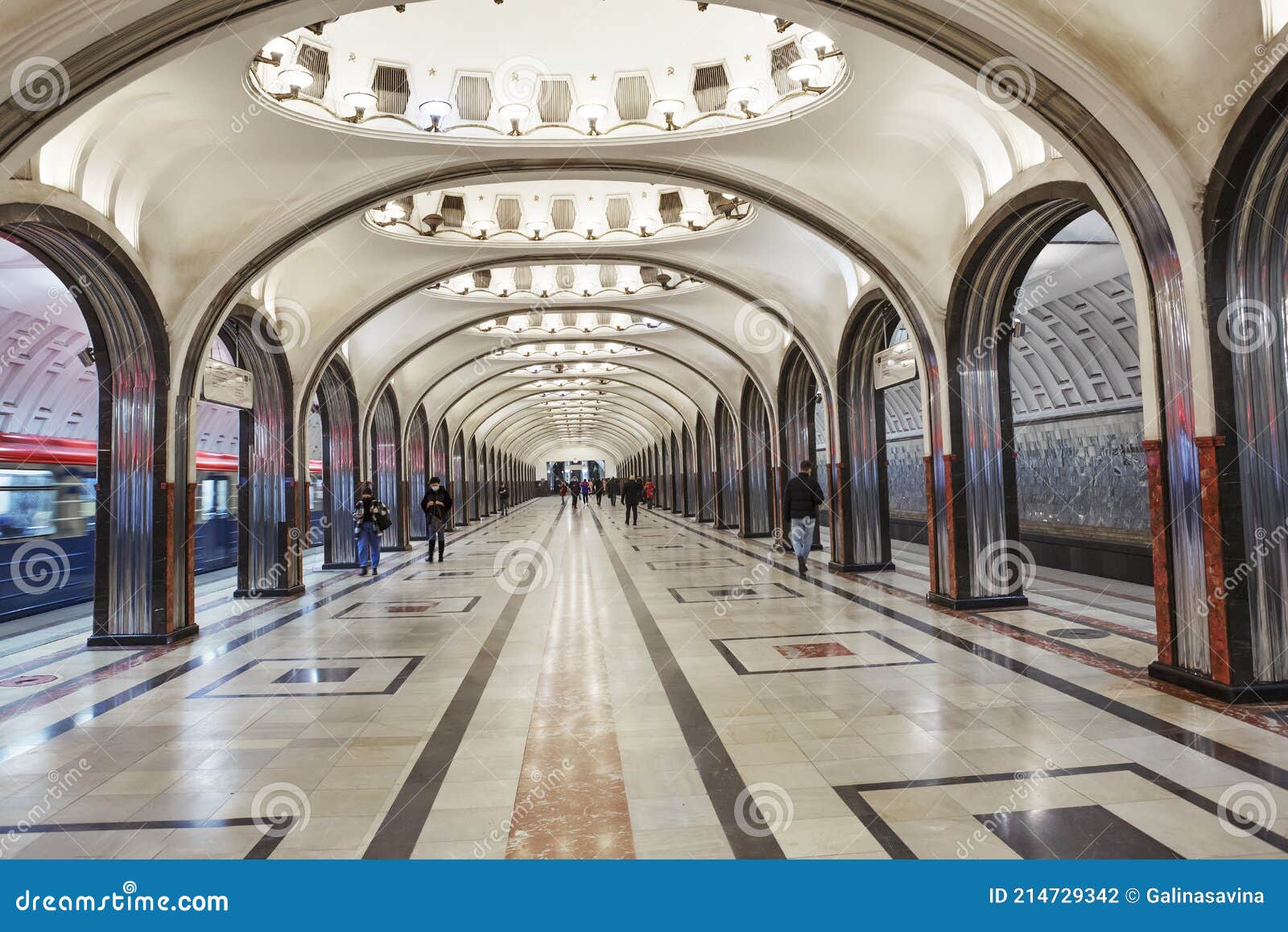 Moscow, Russia, Subway Station `Mayakovskaya`. Editorial Photography ...
