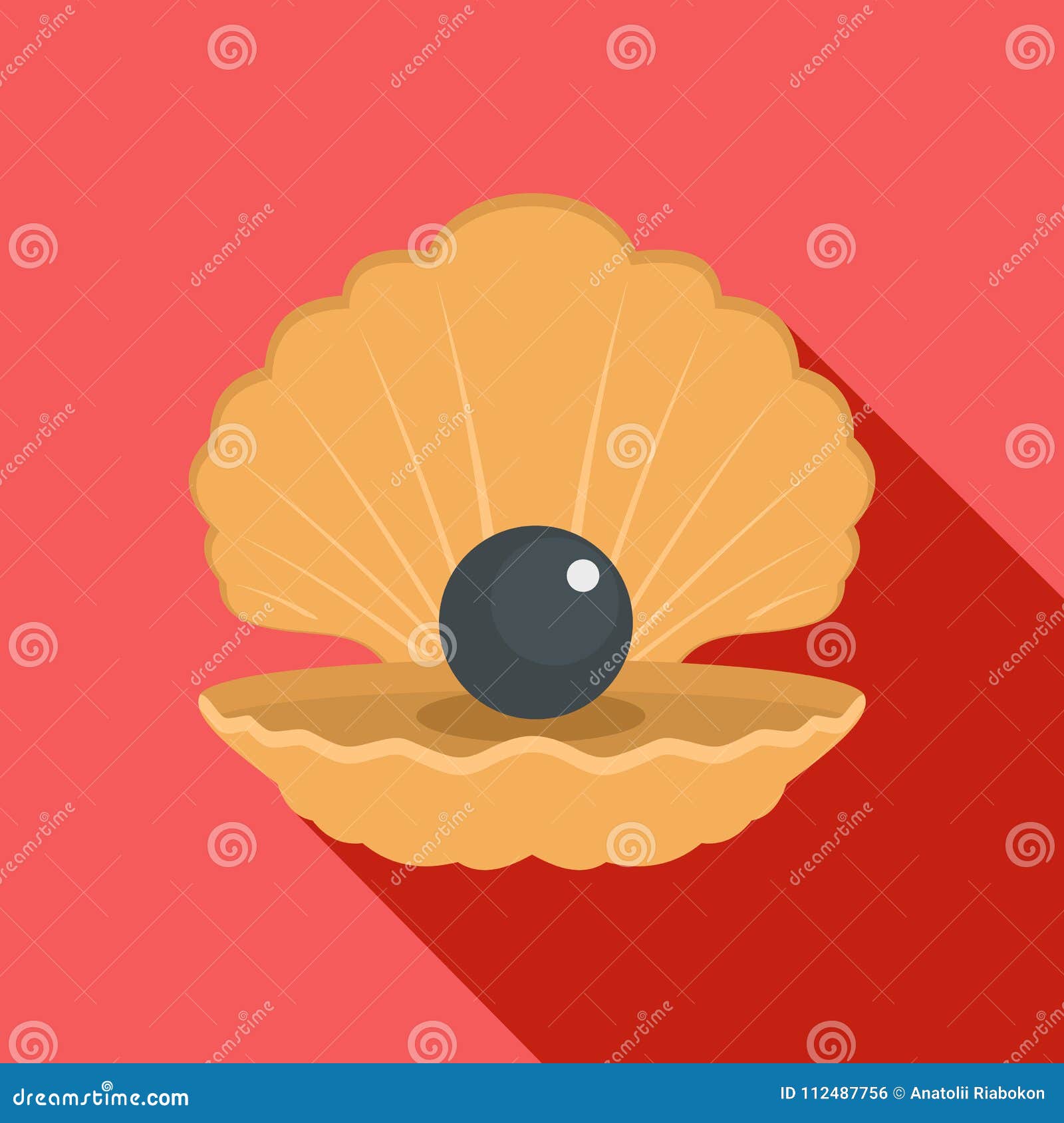 Opened Shell Icon, Flat Style Stock Vector - Illustration of nature ...