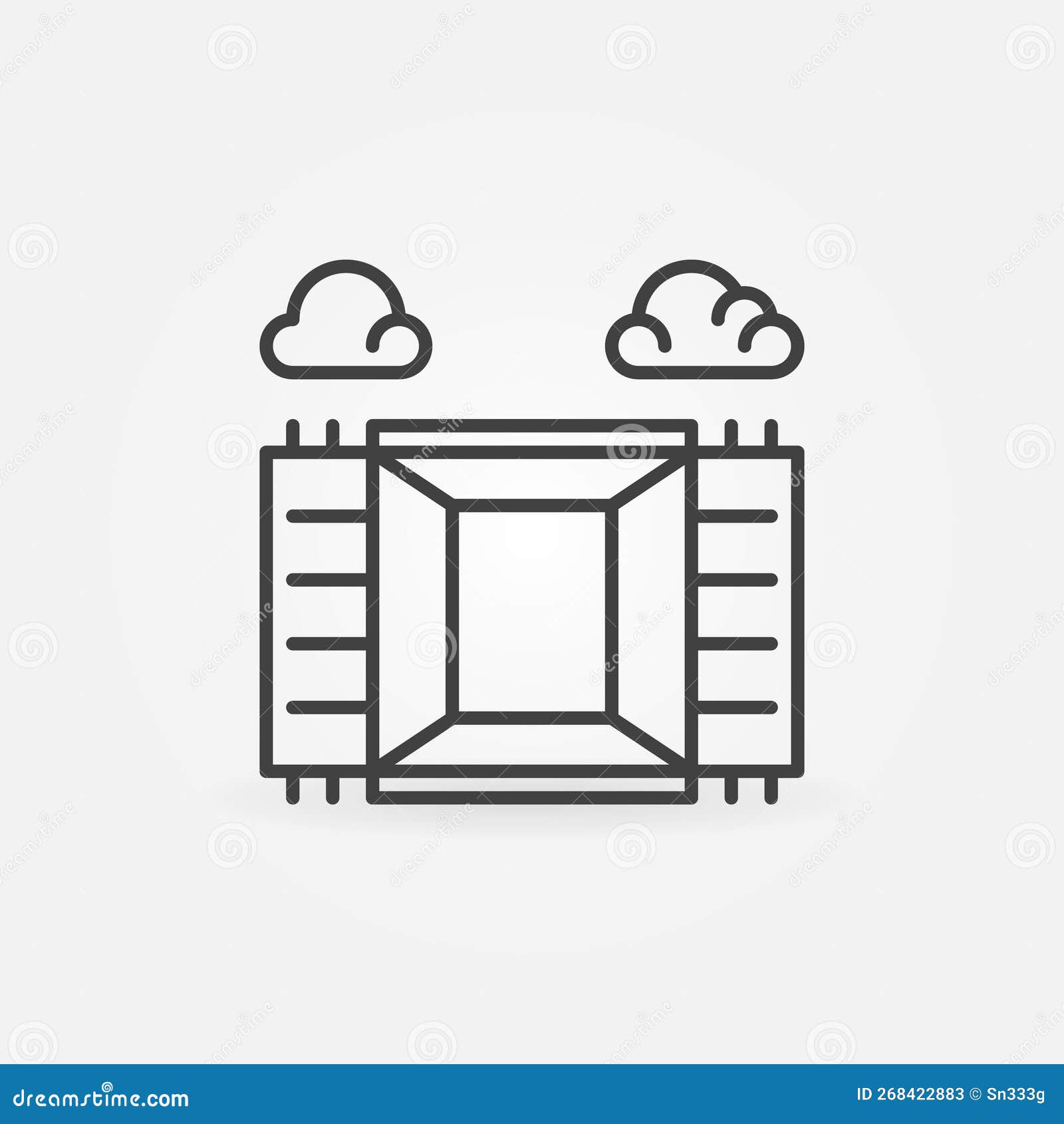 Opened Shipping Container Vector Delivery Concept Linear Icon Stock ...