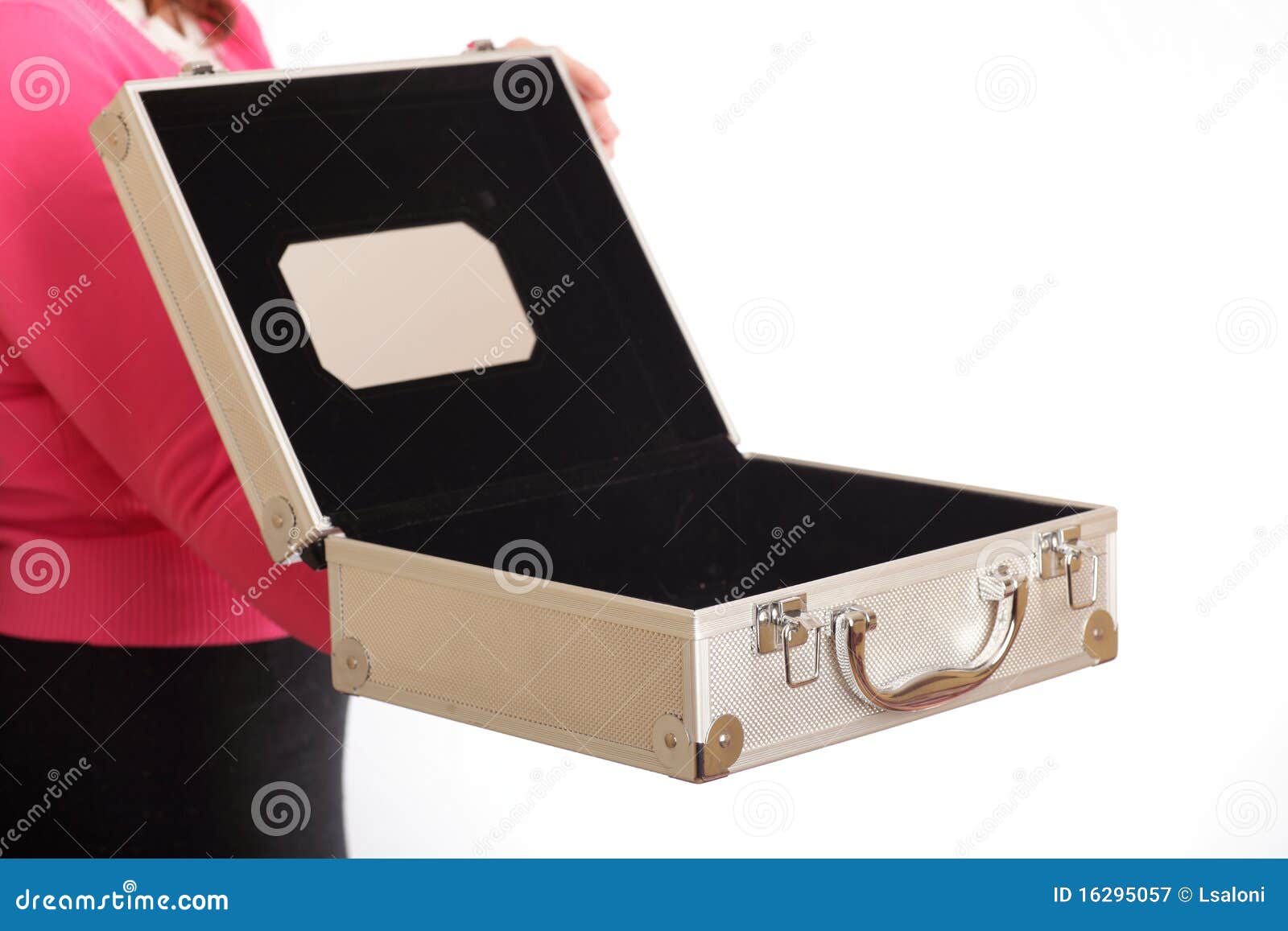 Opened silver case in hand stock image. Image of coffer - 16295057