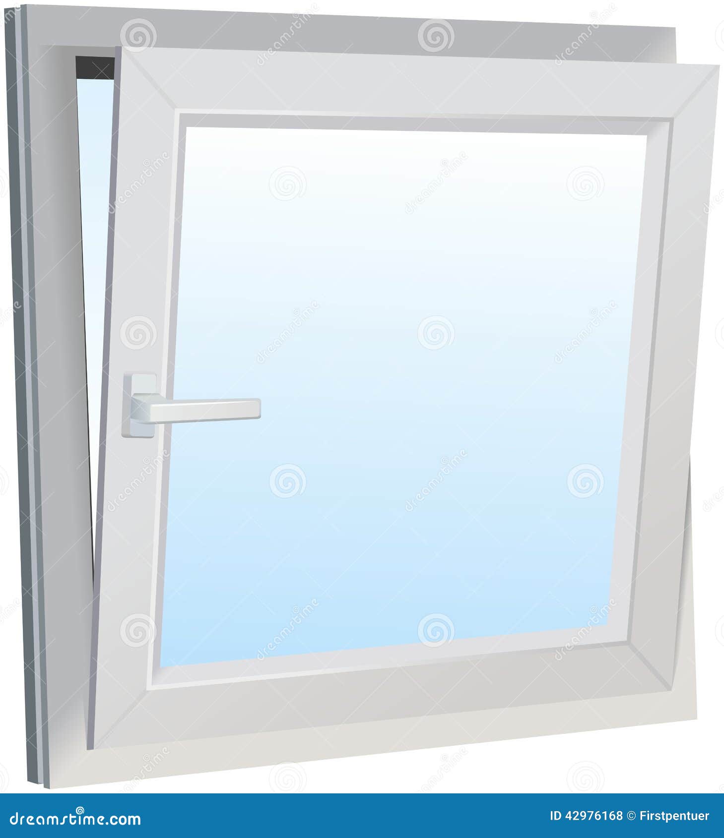 Opened Slanted Modern Window with Blue Background Stock Photo - Image ...