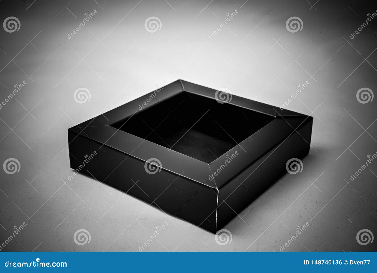 Opened Small Black Box. Empty Inside and Made from Cardboard Stock ...