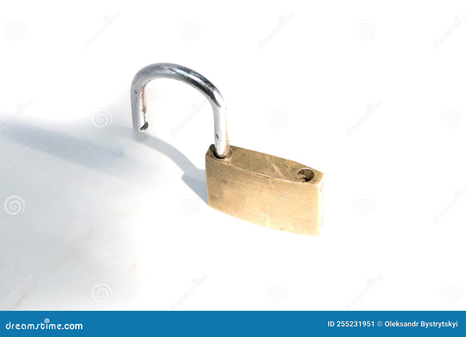Opened Small Bronze Lock with a Key Stock Image - Image of metallic ...