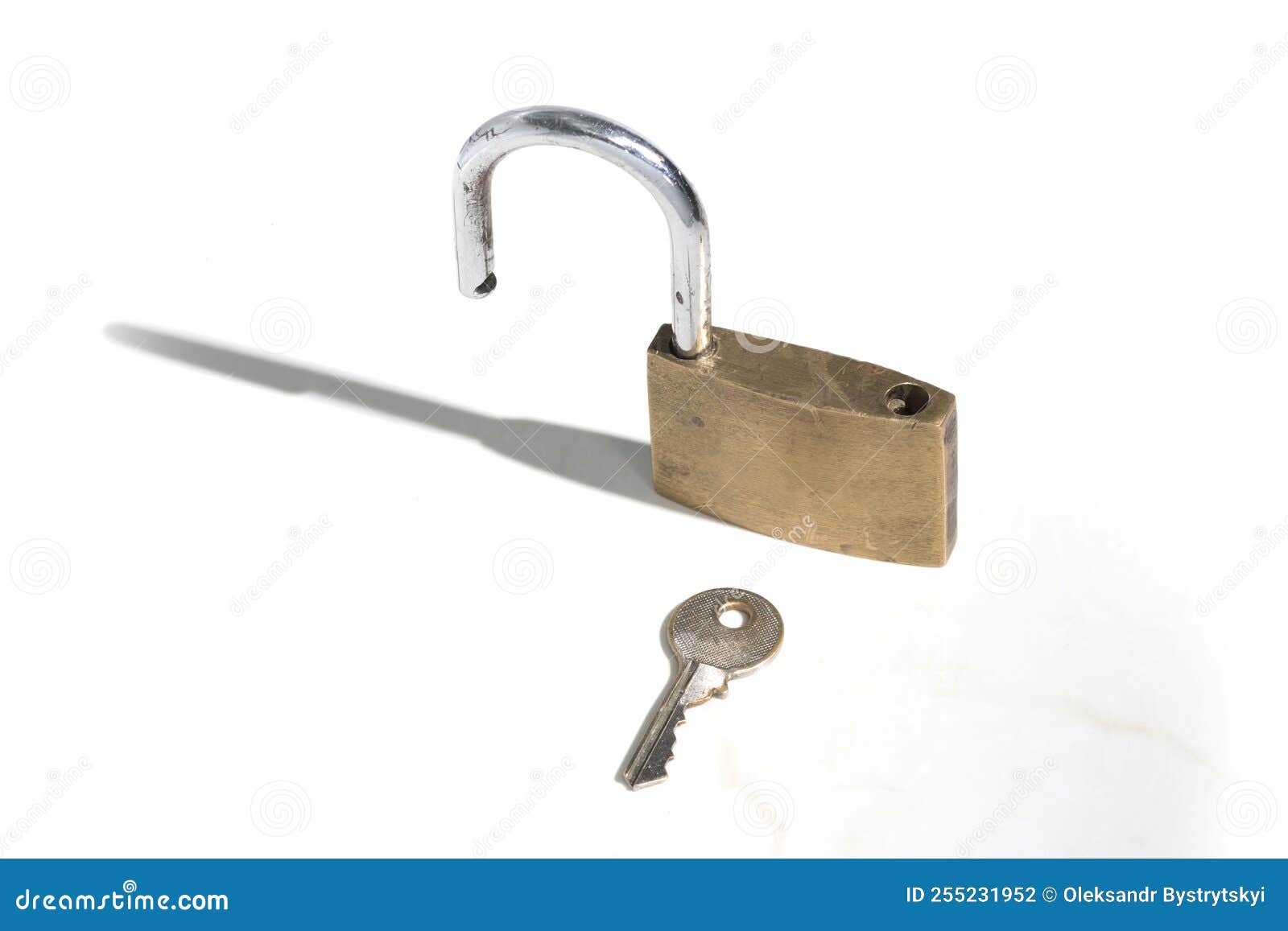 Opened Small Bronze Lock with a Key Stock Photo - Image of steel, open ...