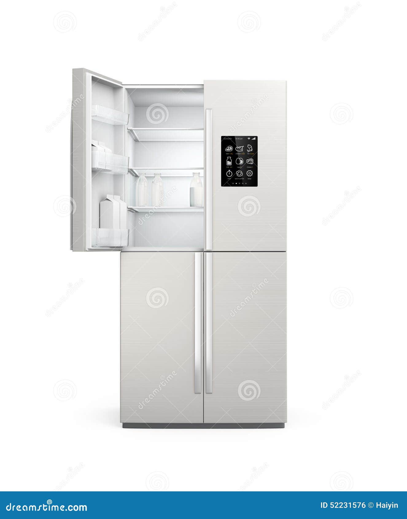 Opened Smart Refrigerator with LCD Screen. Stock Illustration ...