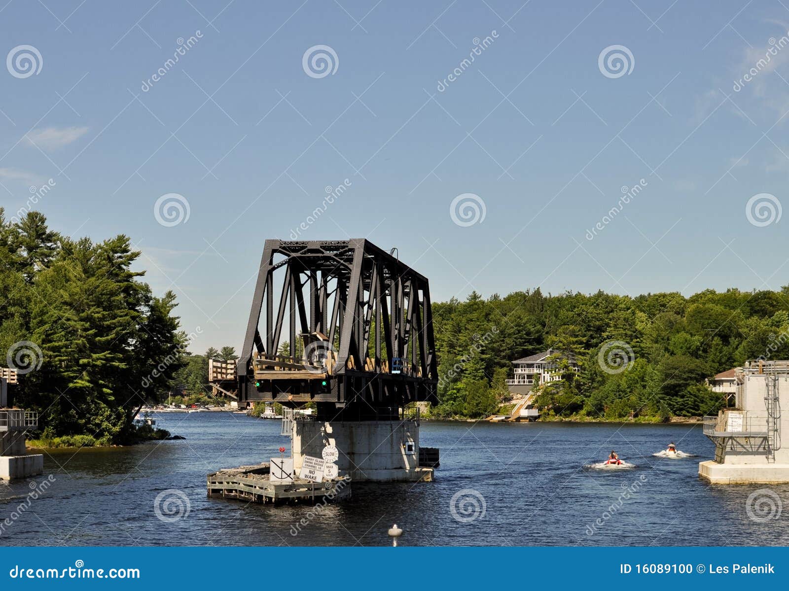 Opened Swing Bridge with Boats Passing Stock Photo - Image of ...