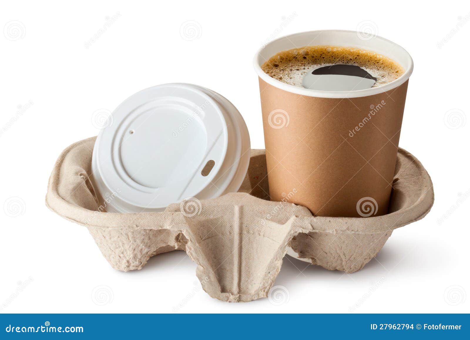 Opened Take-out Coffee in Holder. Lid is Near Stock Photo - Image of ...