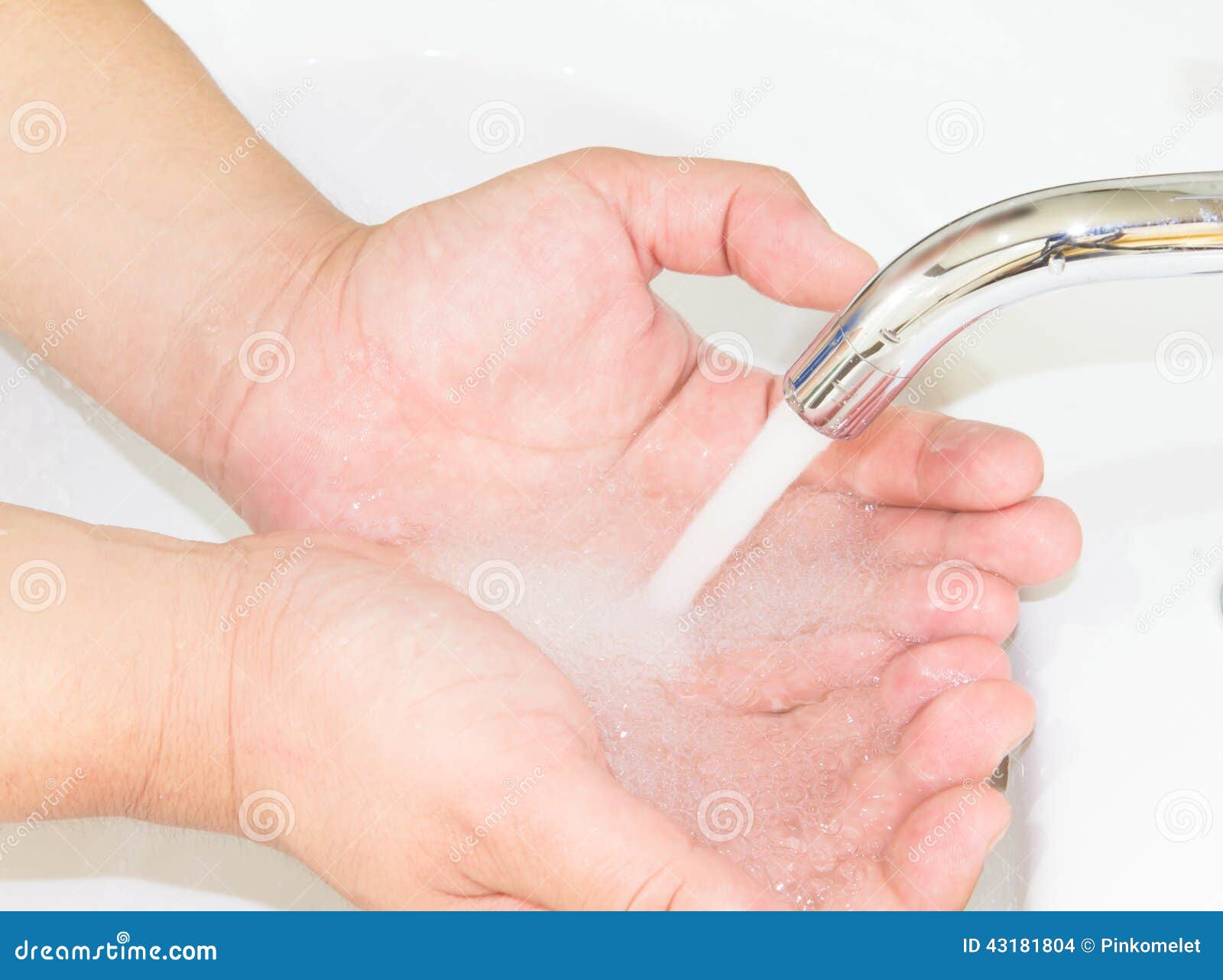 Opened Tap Water and Washing Hand Stock Photo - Image of fingernails ...