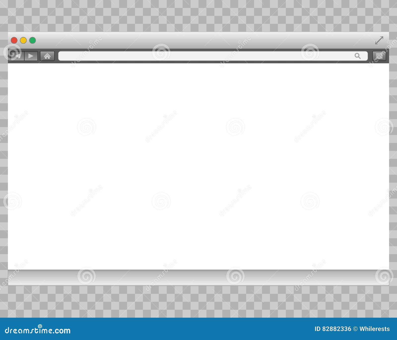 Opened Template. Grey Website Display Bar Isolated. Navigation Button ...