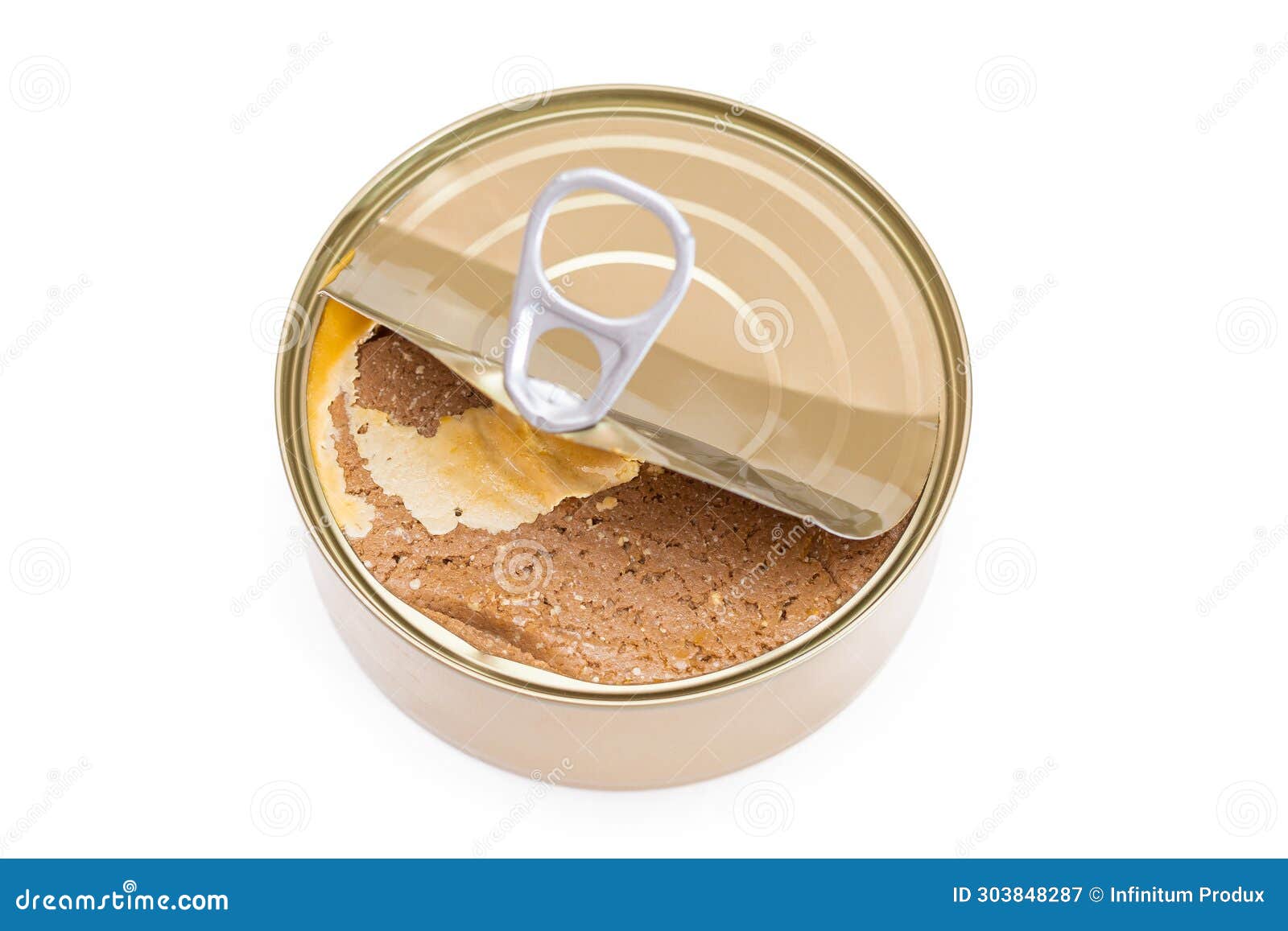 Opened Tin Can with Chicken Liver Pate Isolated on White Background ...