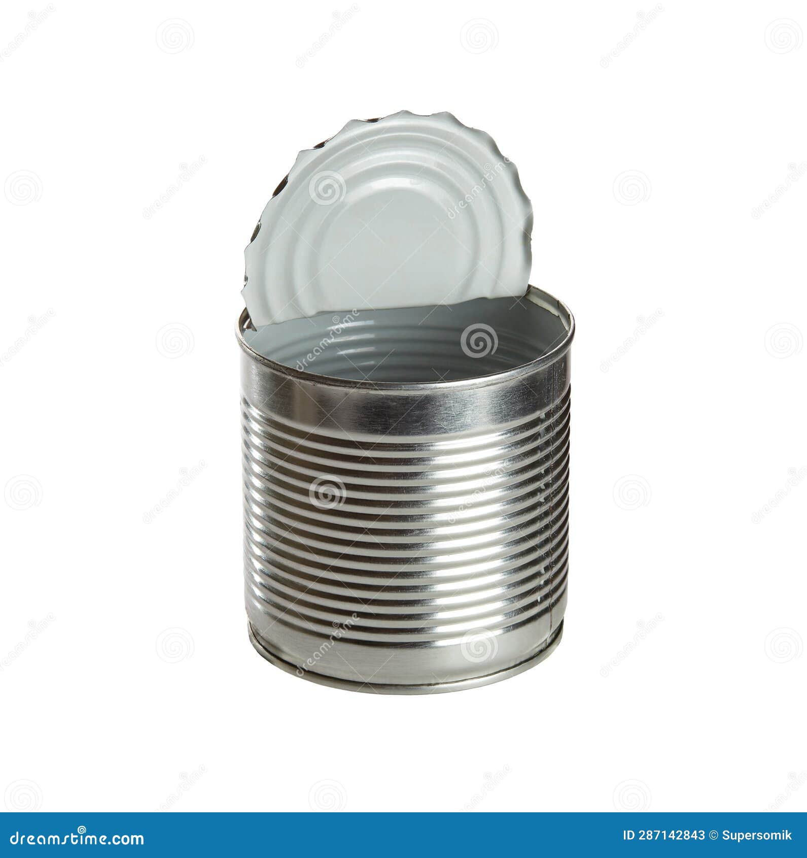 Opened Tin Can Isolated on White Background Stock Image - Image of ...