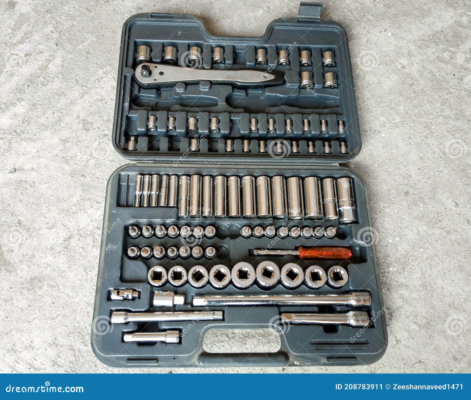 An Opened Tool Box Laid on the Ground. Stock Image - Image of home ...