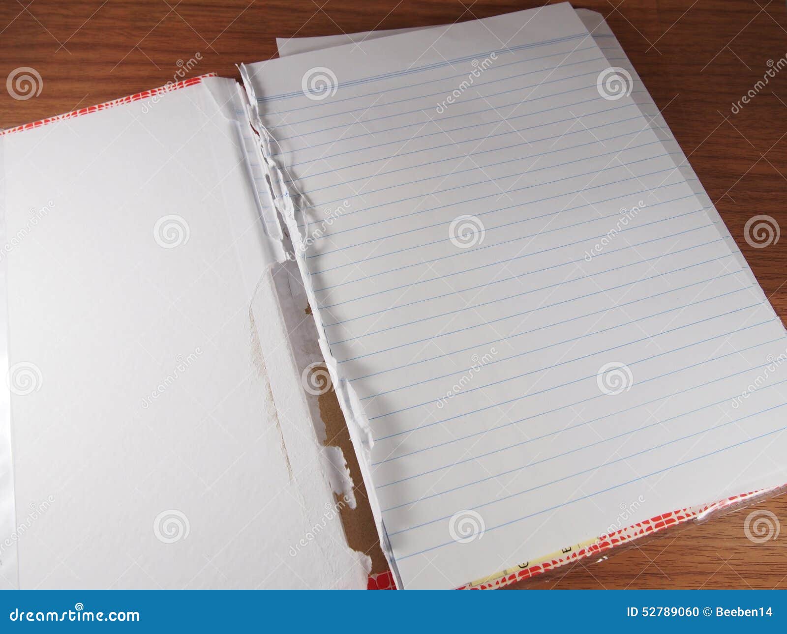 Opened and Torn Notebook stock photo. Image of concept - 52789060