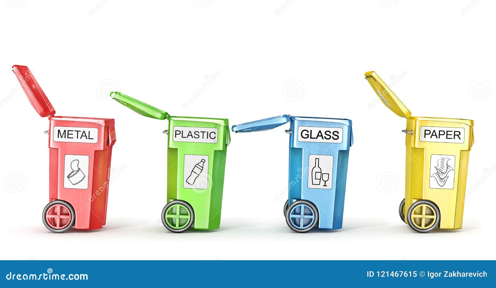 Opened Trash Cans for Trash Sorting Stock Illustration - Illustration ...