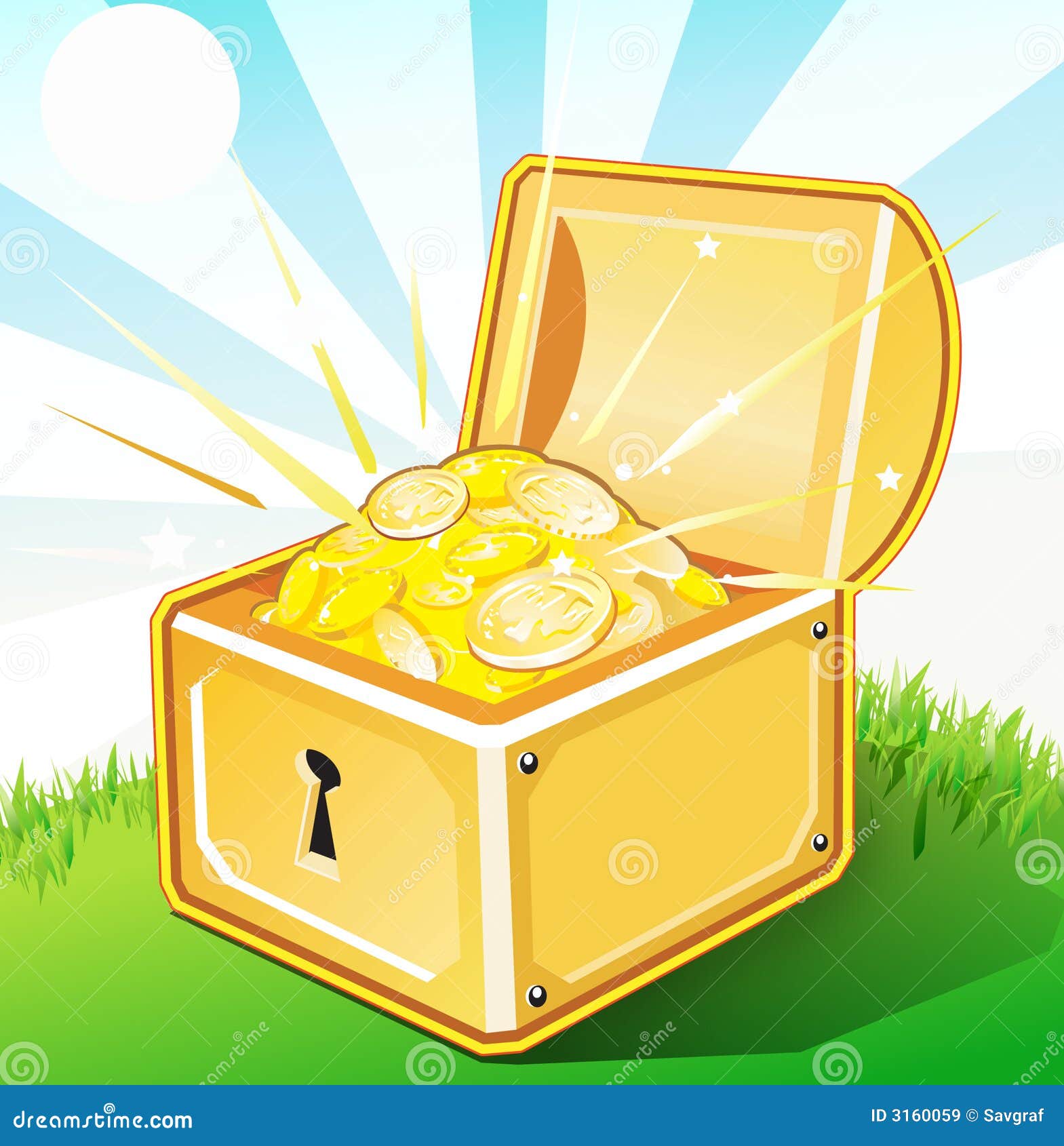 Opened Treasure Box with Gold Stock Illustration - Illustration of ...