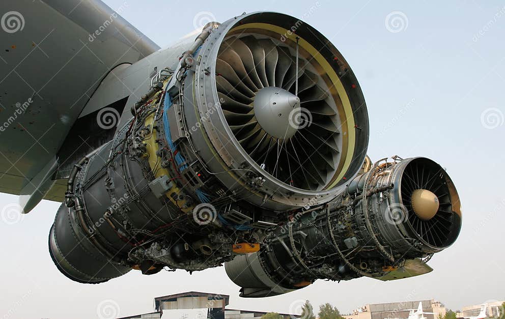 OPENED TWO AIRCRAFT ENGINE stock image. Image of motor - 5849993