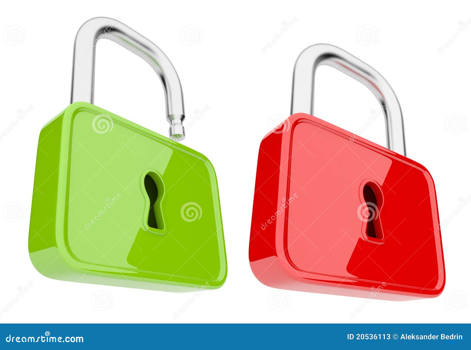 Opened and Unlock Lock 3D. Isolated. Security Stock Illustration ...