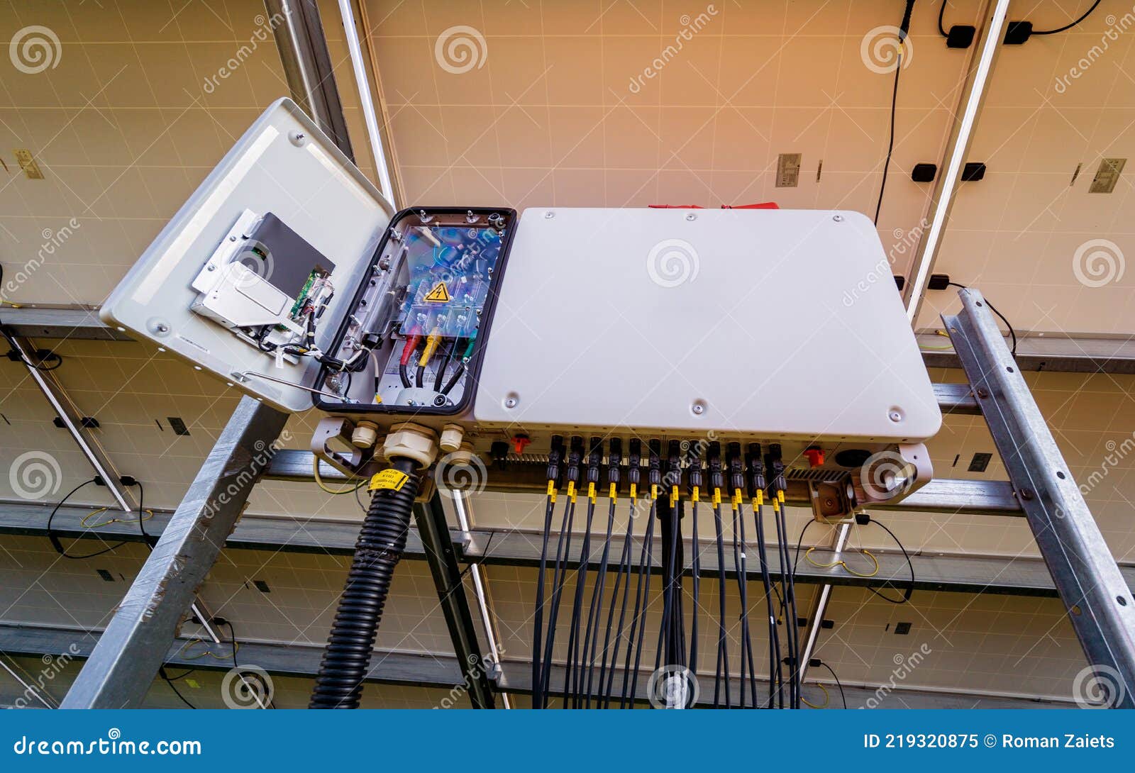 Opened Voltage Inverter at the Back Side of Solar Panel Editorial Image ...