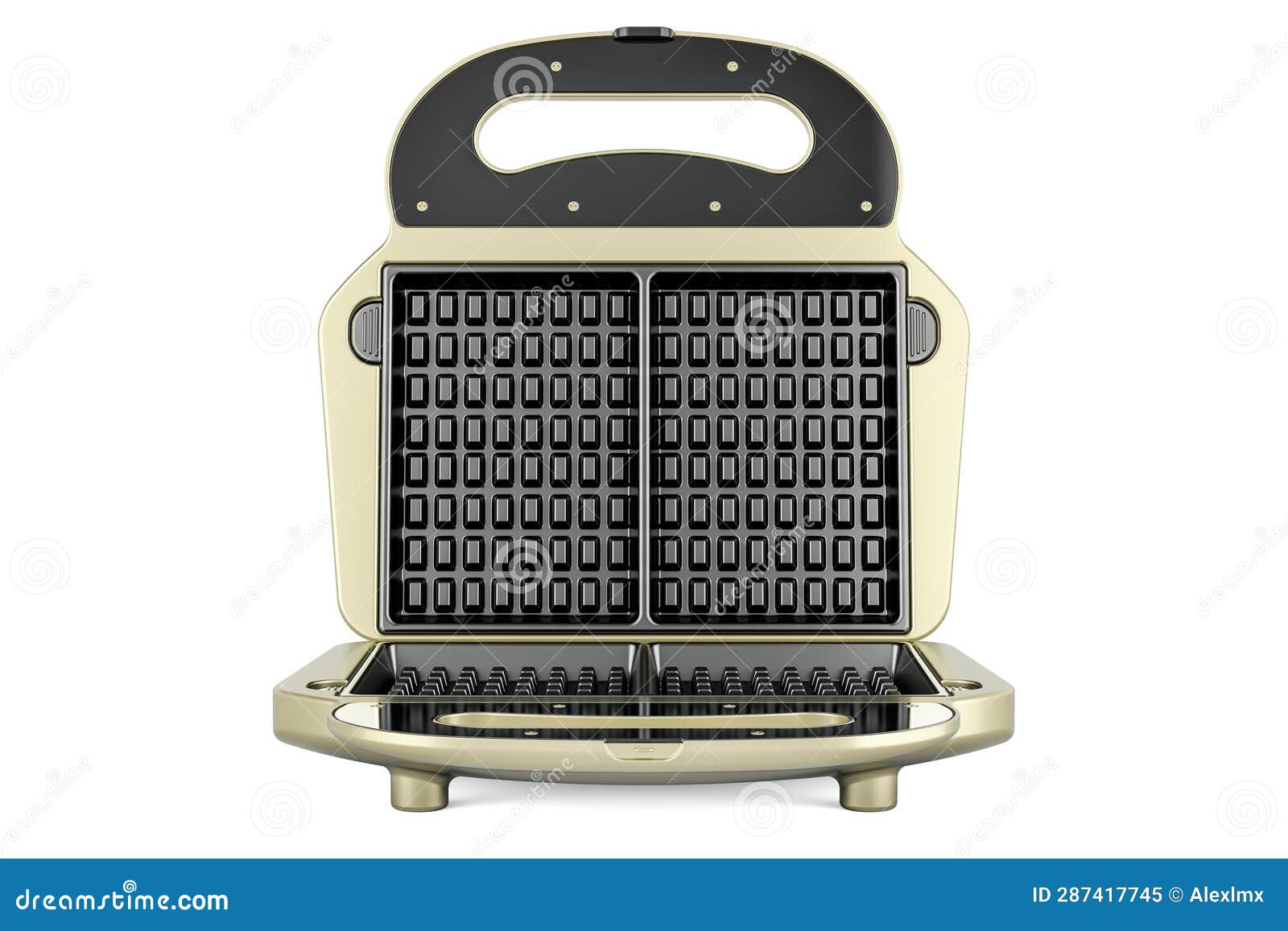 Opened Waffle Iron, Front View. 3D Rendering Stock Illustration ...