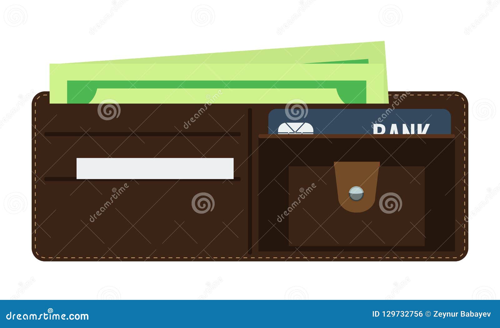 Opened Wallet with Flat and Solid Color Style. Vector Illustration ...