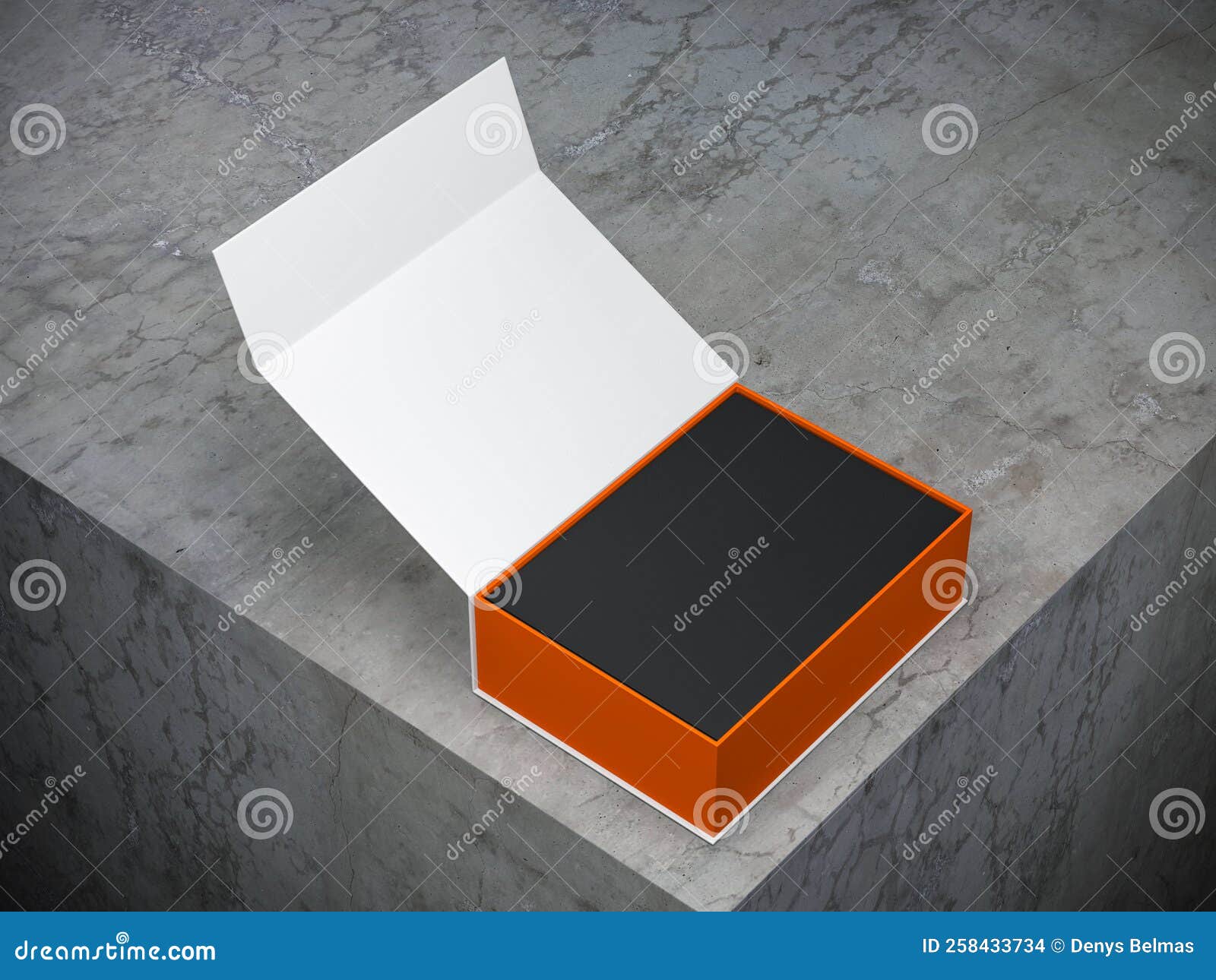 Opened White Box with Orange Interior Part and Black Box Inside on ...