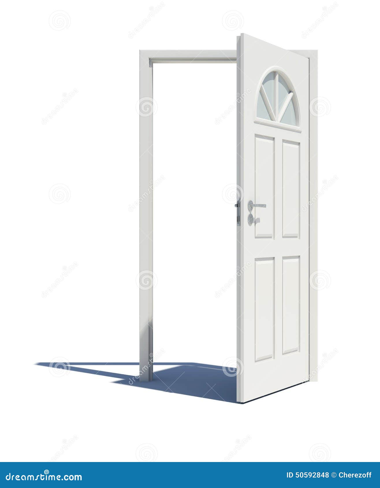 Opened White Door with Shadow Stock Illustration - Illustration of ...