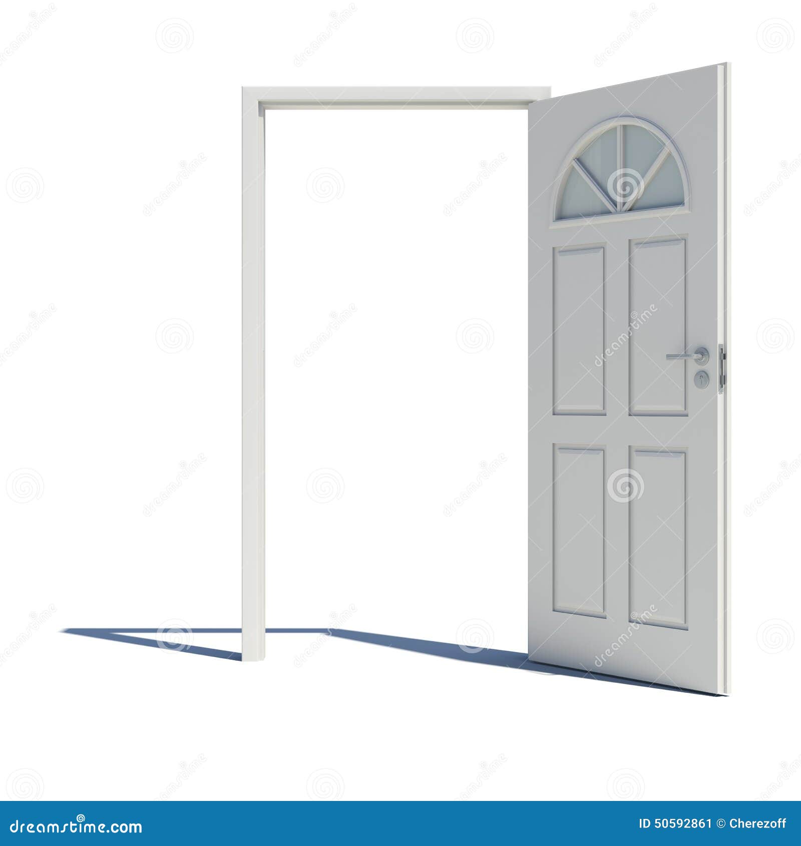Opened White Door with Shadow Stock Illustration - Illustration of ...