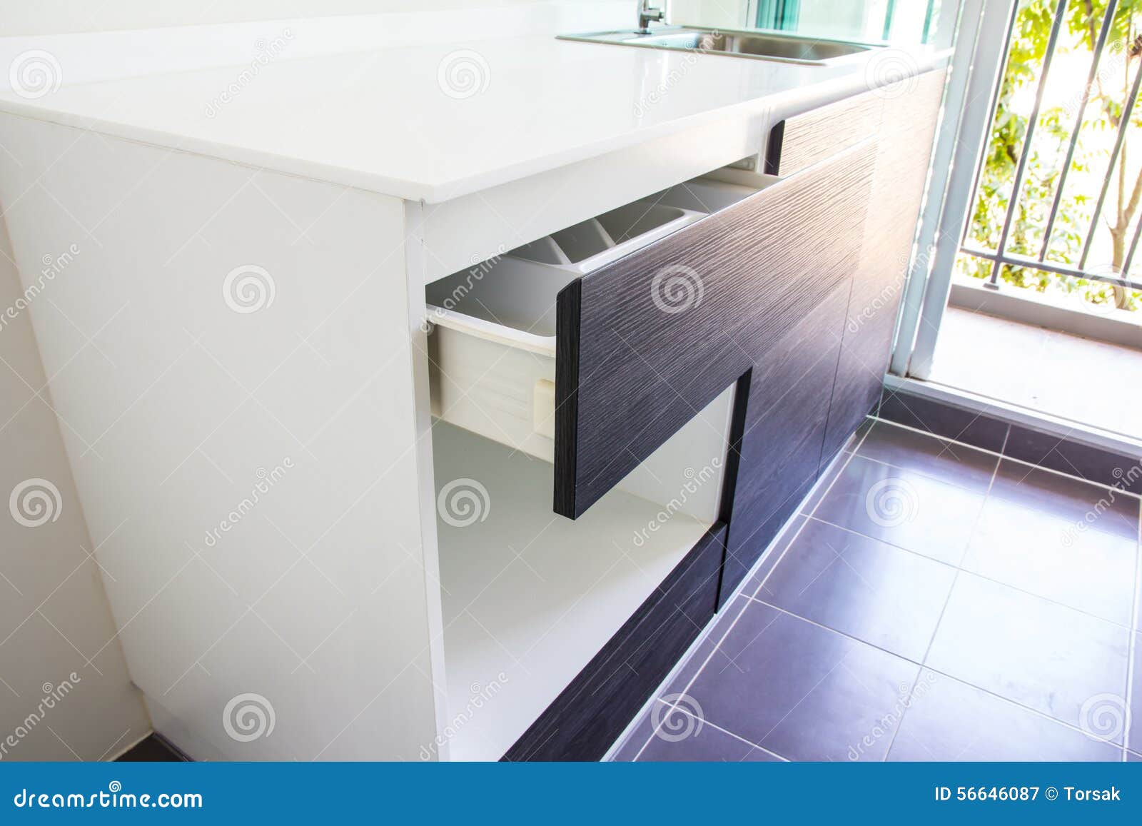 Opened white empty drawer stock image. Image of kitchen - 56646087