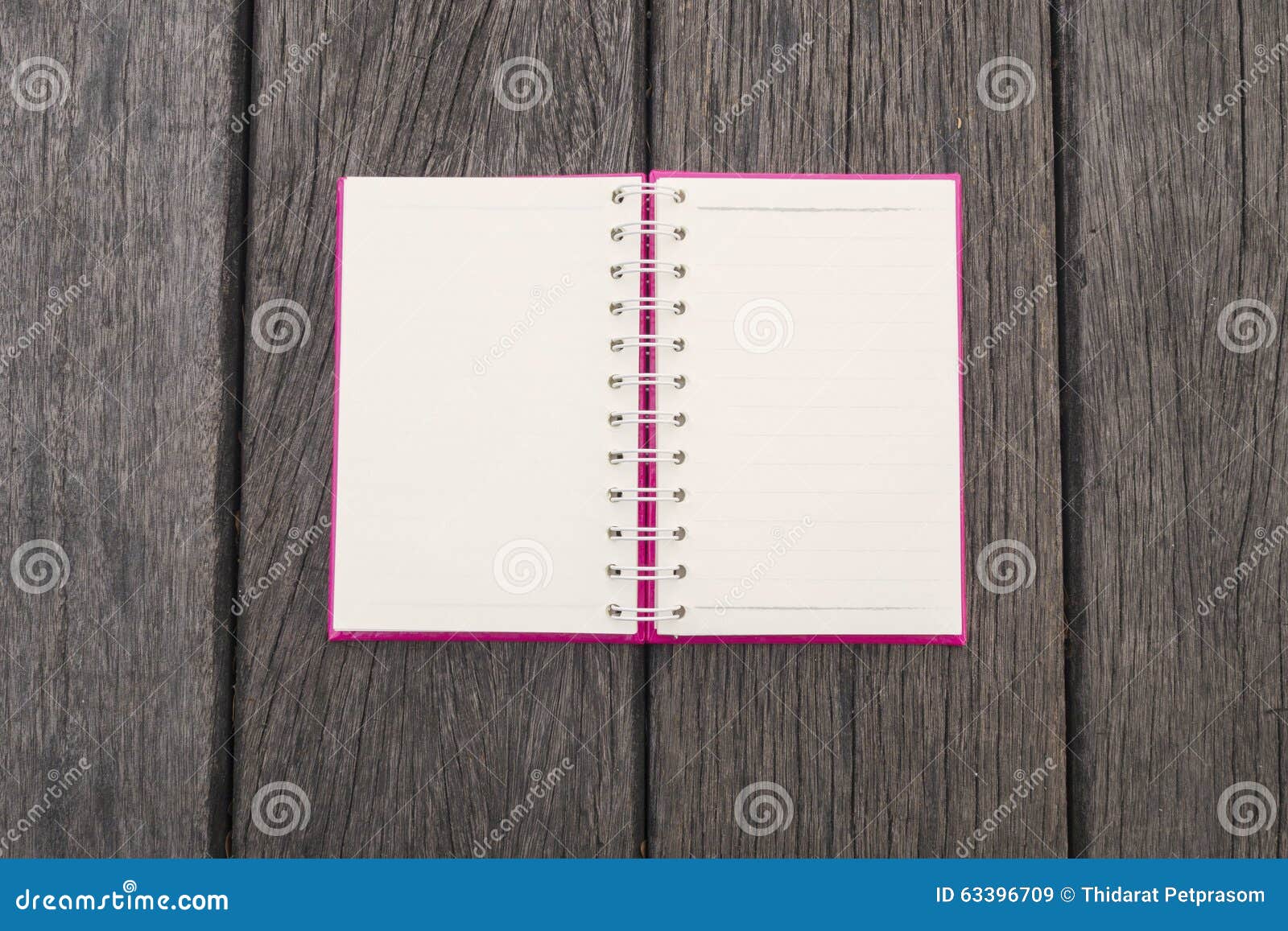 Opened White Page of Blank Realistic Spiral Notepad Notebook on Wood ...