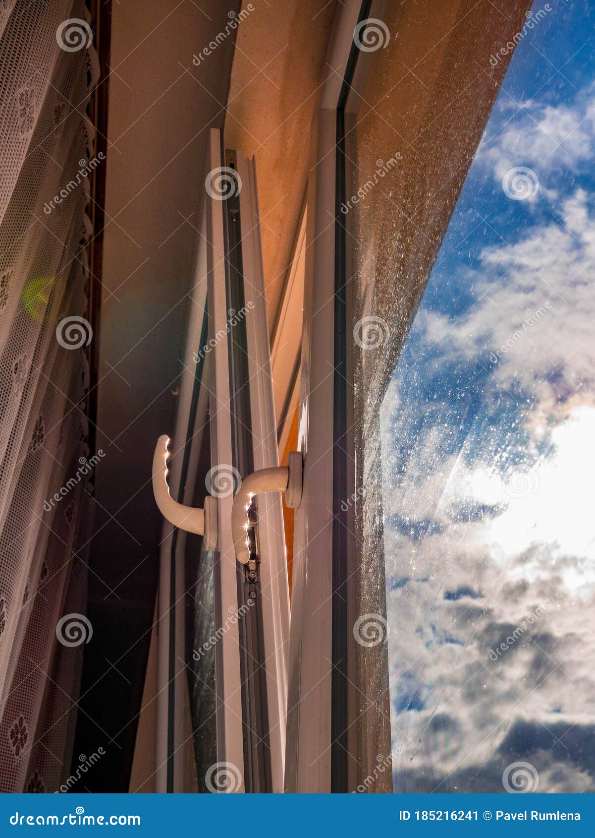 Opened White Plastic Window Ventilation Stock Image - Image of object ...