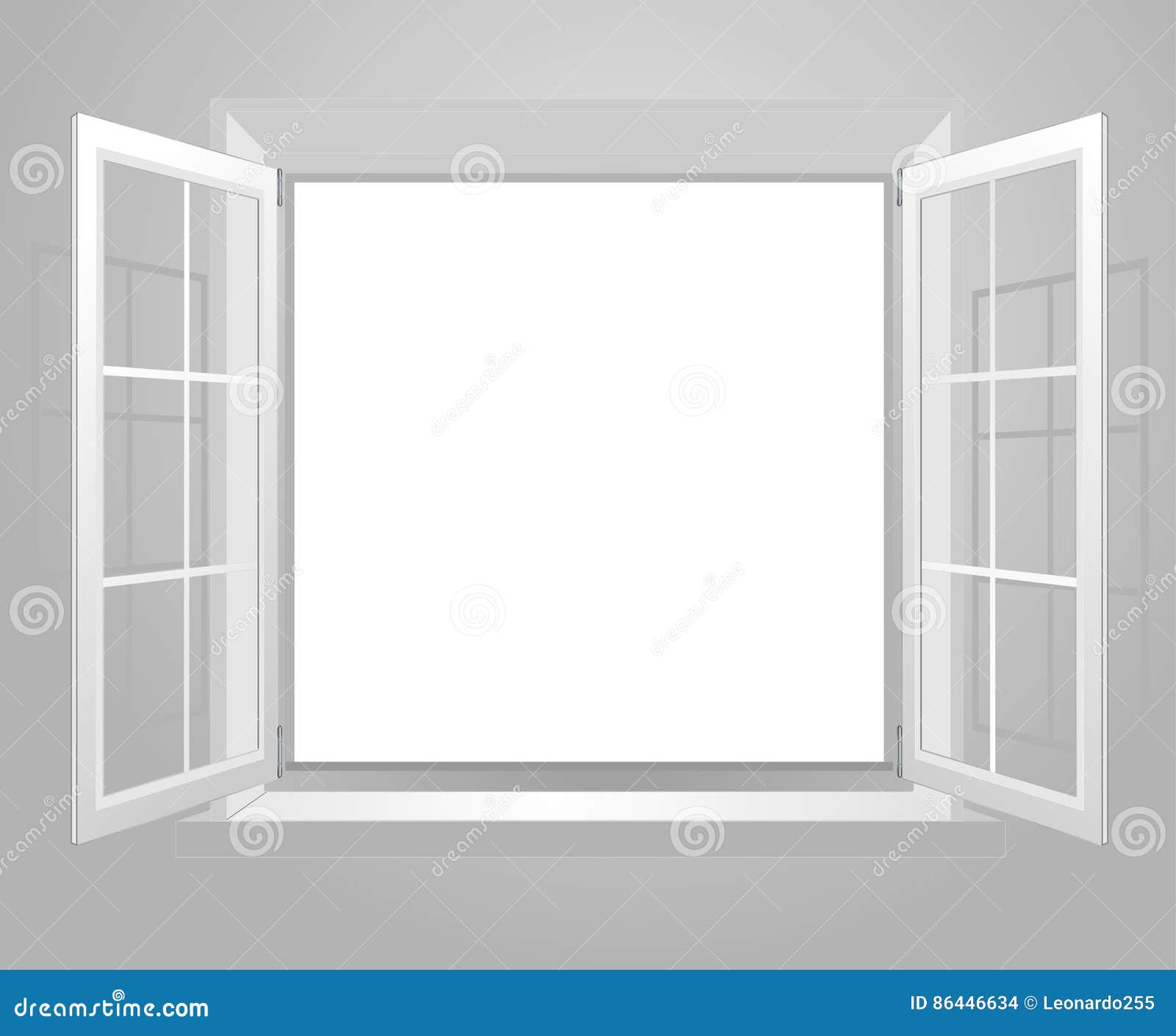 Opened white window stock vector. Illustration of gray - 86446634
