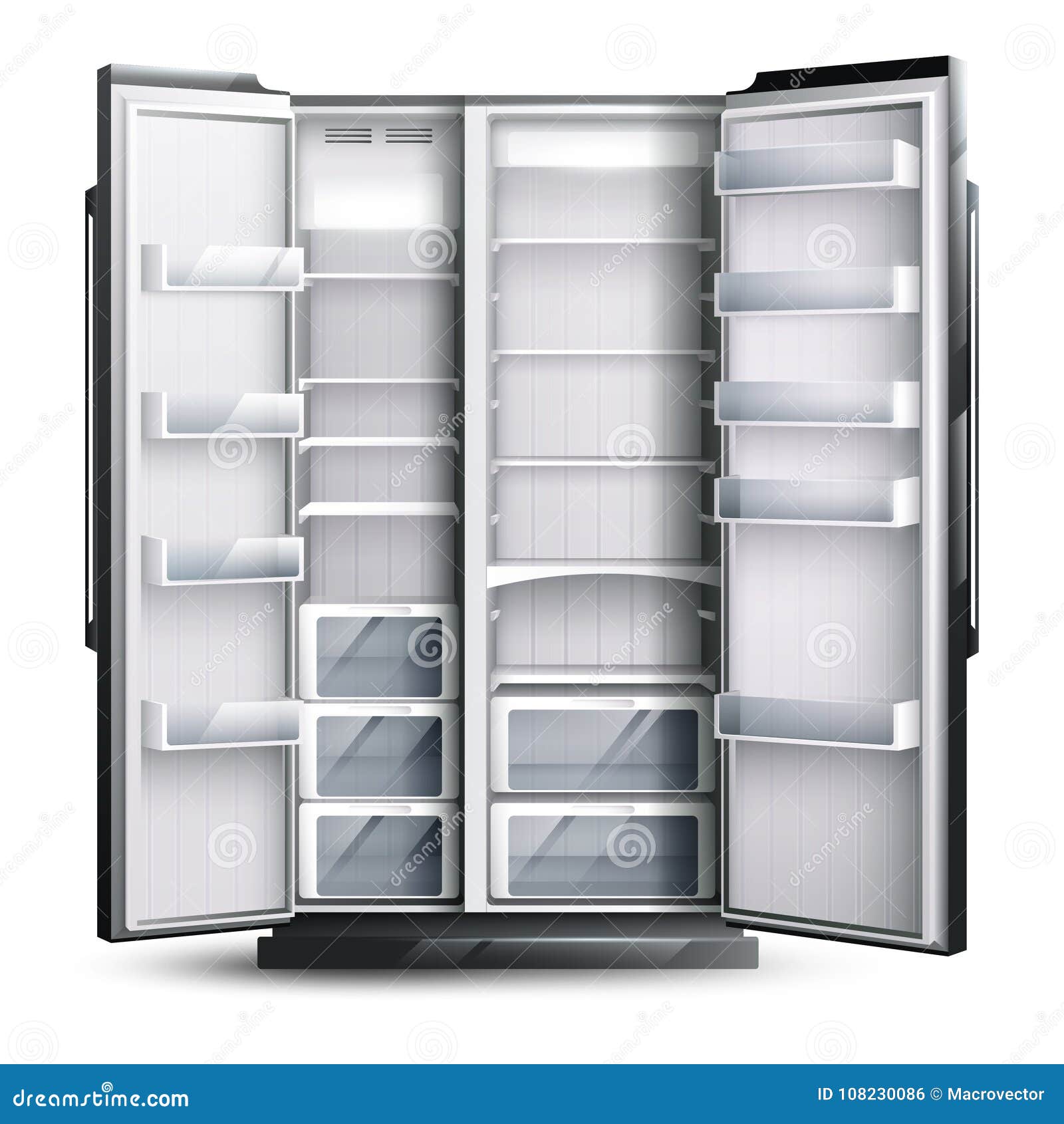 Opened Wider Empty Refrigerator Stock Vector - Illustration of door ...