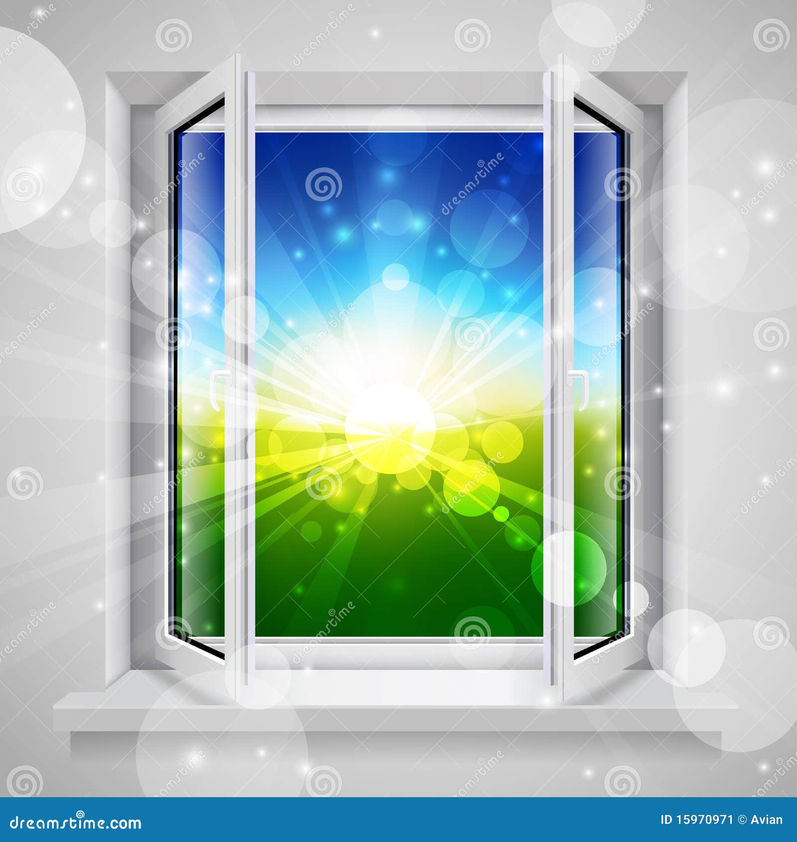 Opened window stock vector. Illustration of focus, glass - 15970971