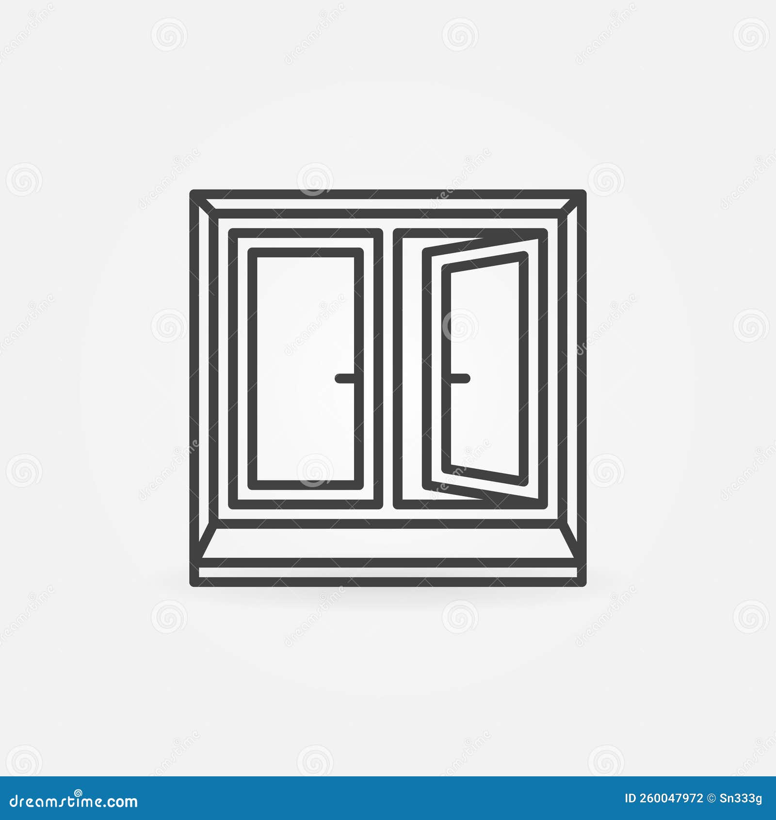 Opened Window Outline Vector Concept Minimal Icon or Sign Stock Vector ...