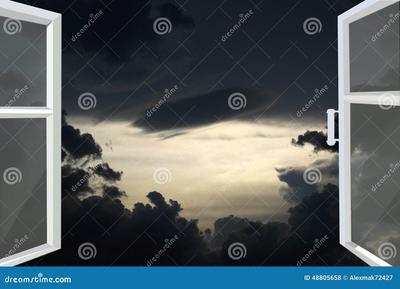 Opened Window To The Dark Night Heaven Stock Photo - Image of cloud ...