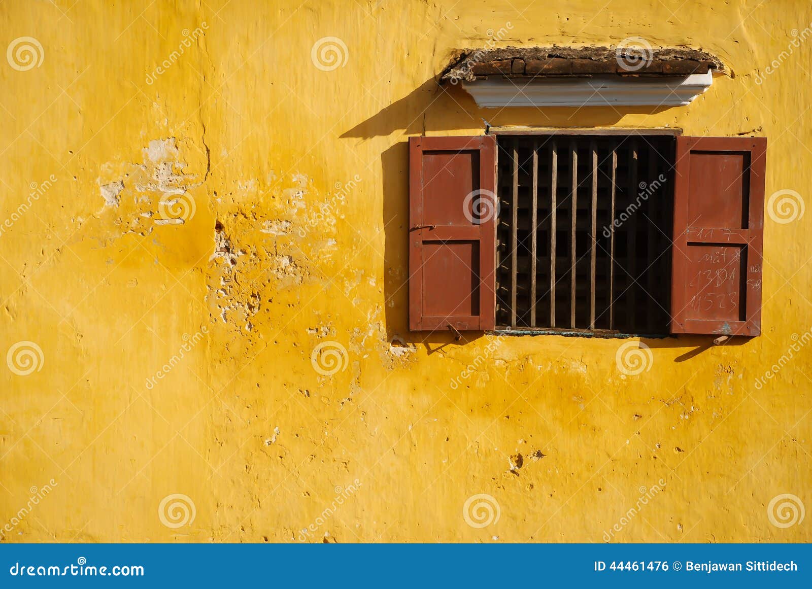 Opened-window on Yellow Wall Stock Photo - Image of house, construction ...