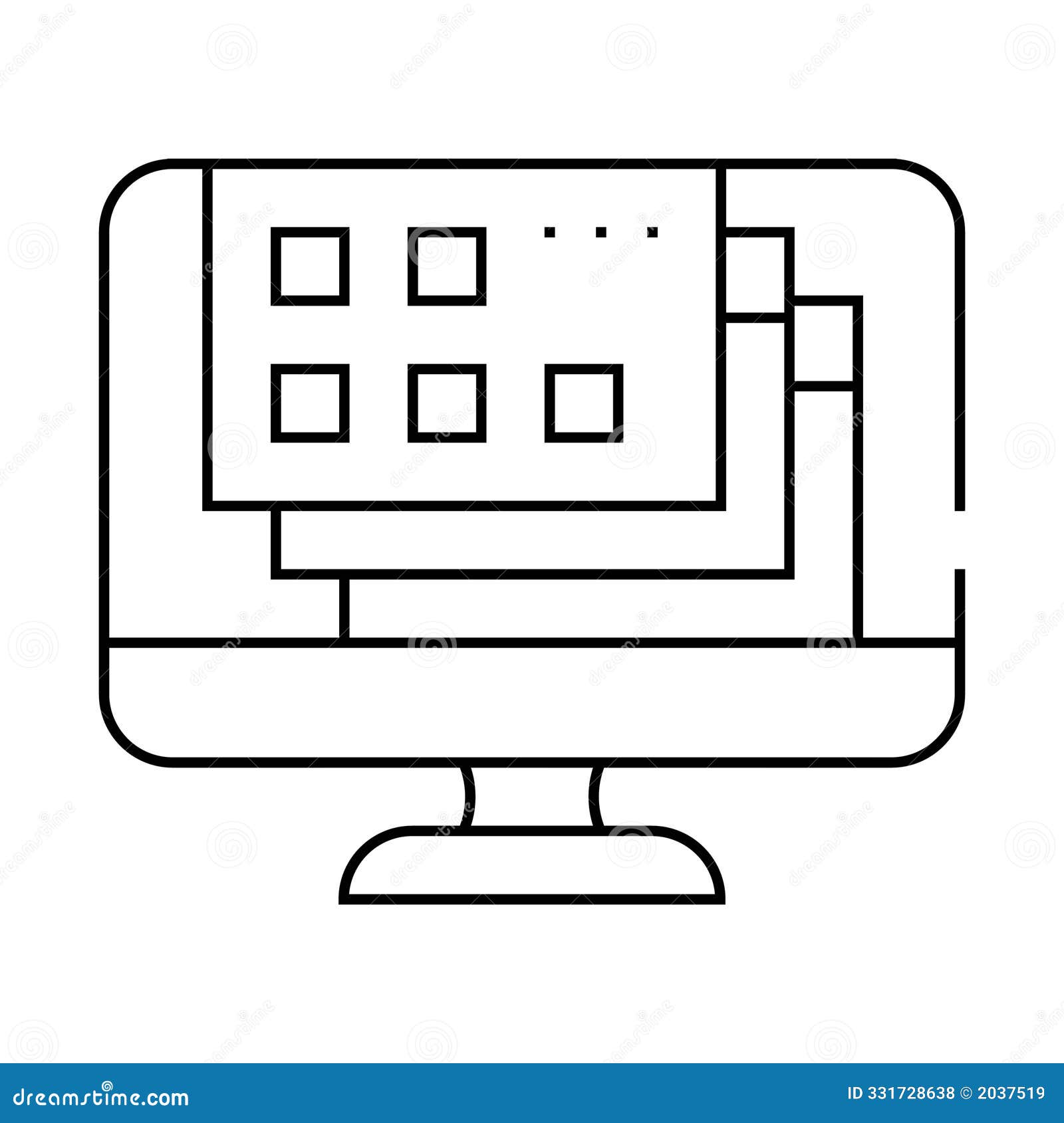 Opened Windows of Operating System Line Icon Vector Illustration Stock ...