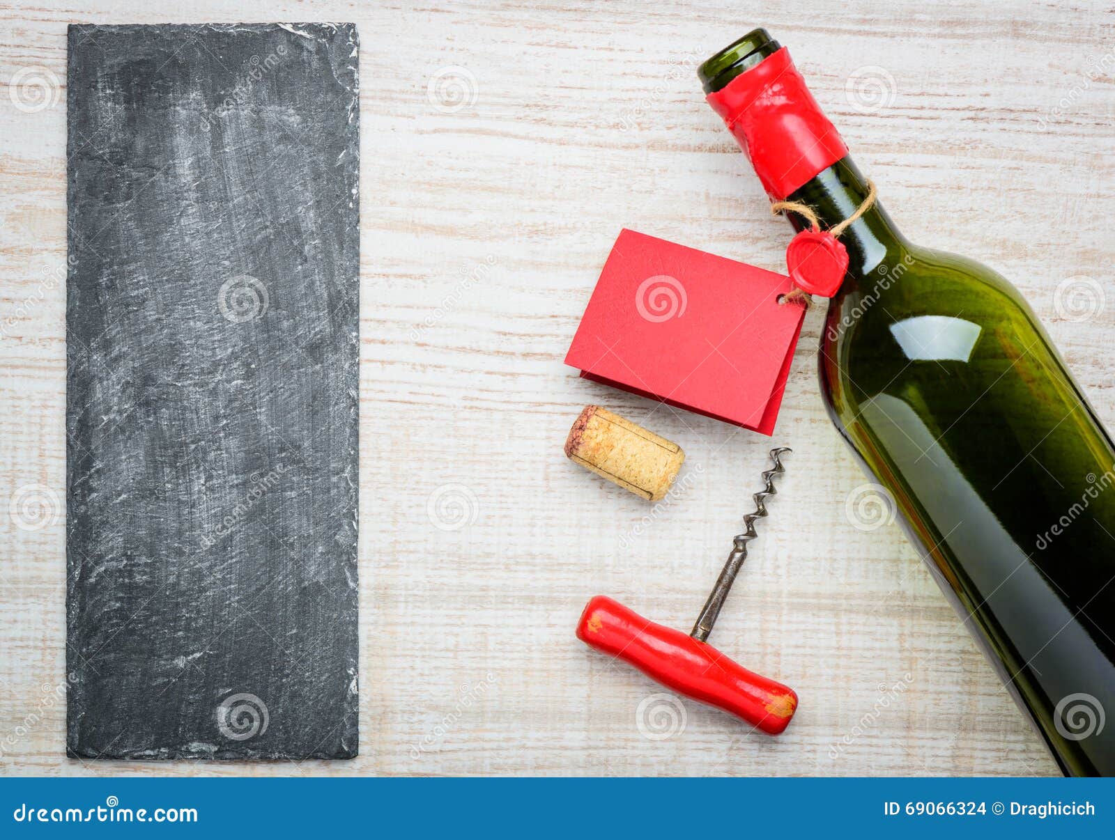 Opened Wine Bottle with Red Label and Copy Space Stock Photo - Image of ...