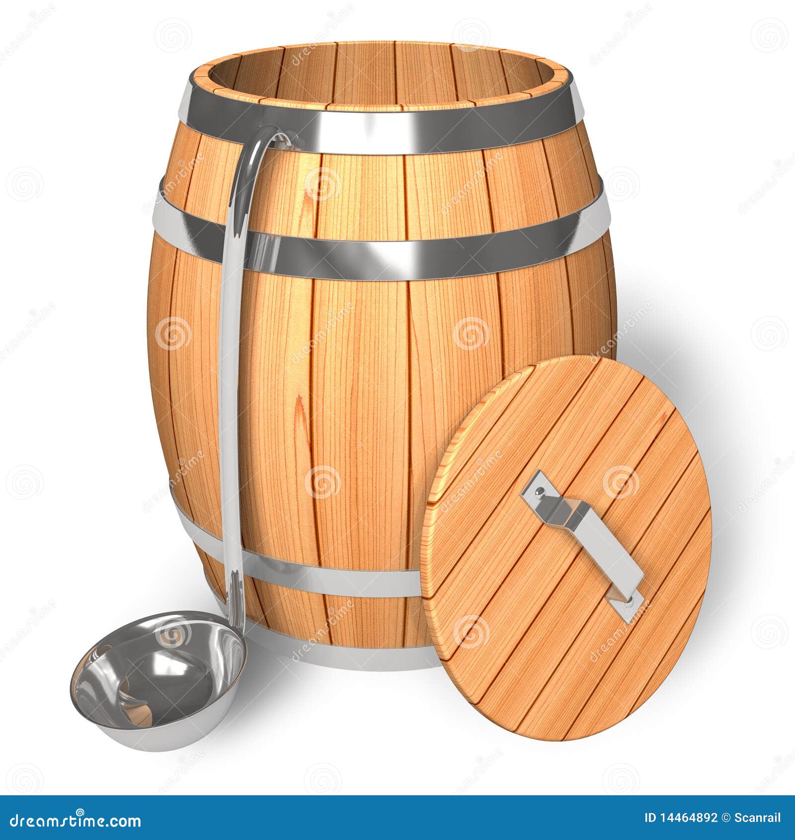 Opened Wooden Barrel with Scoop Stock Illustration - Illustration of ...