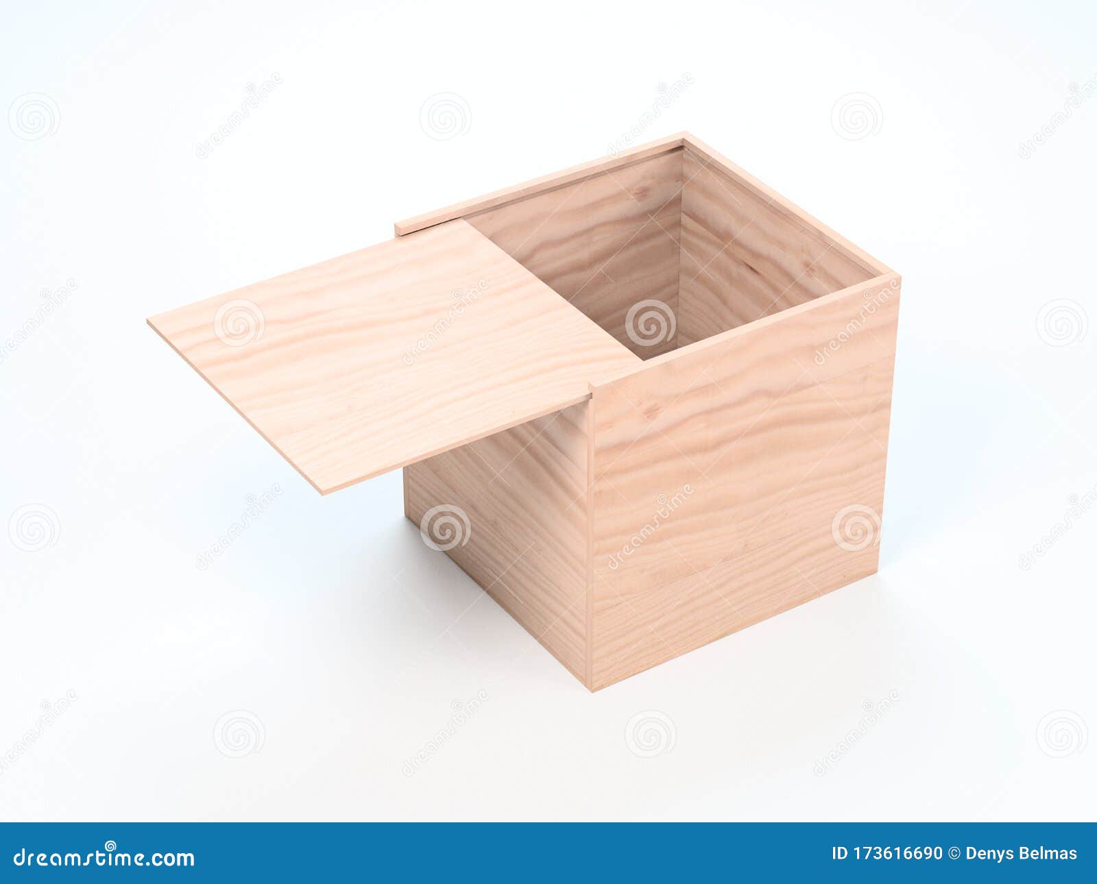 Opened Wooden Box on White Background Stock Illustration - Illustration ...