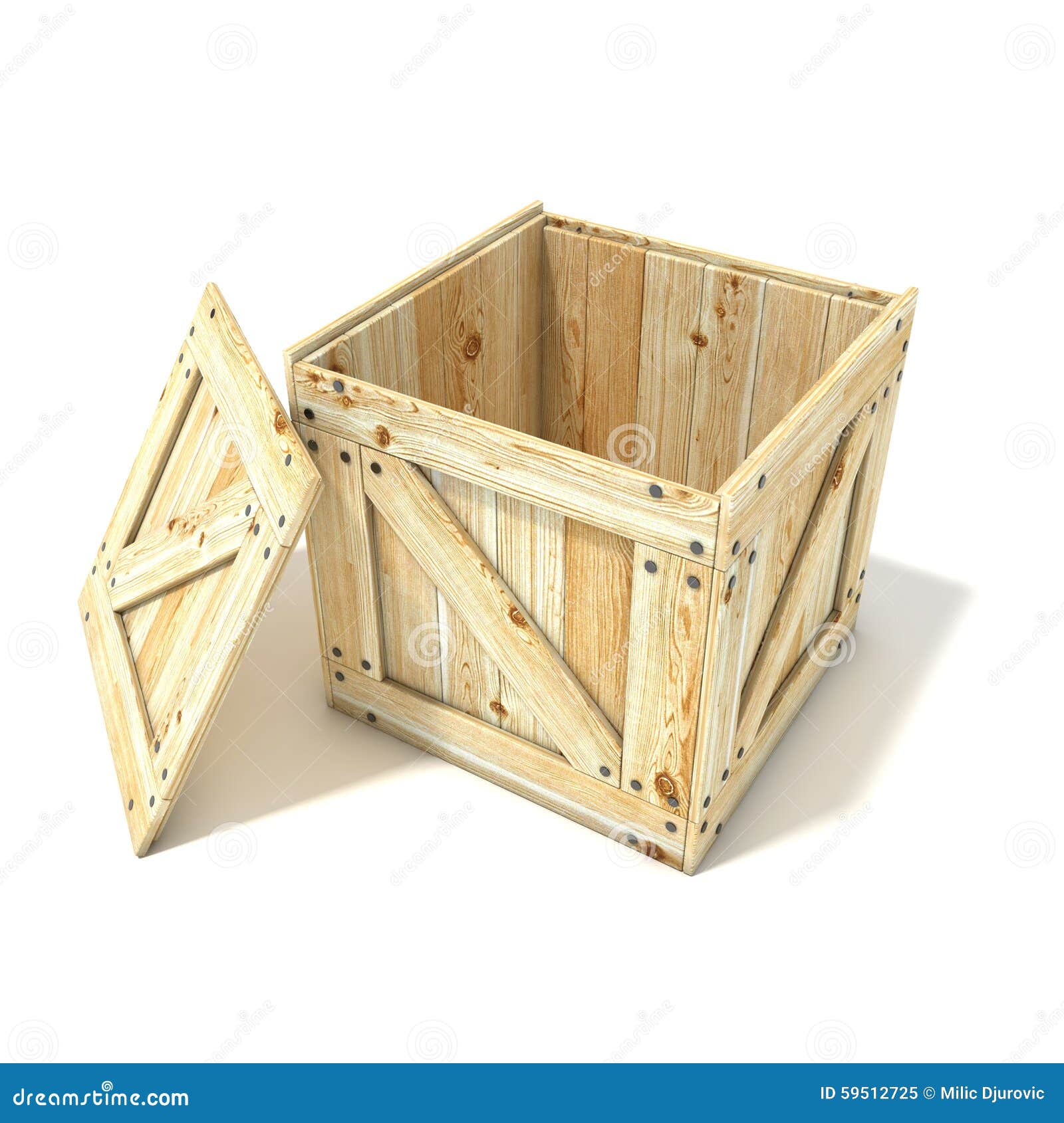 Opened Wooden Crate. Side View Stock Illustration - Illustration of ...