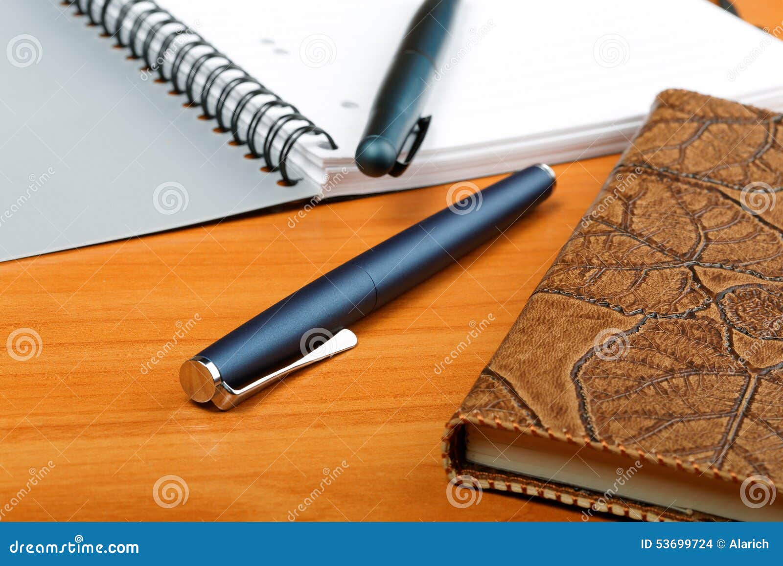 The Opened Writing-book in a Leather Cover Stock Photo - Image of cover ...