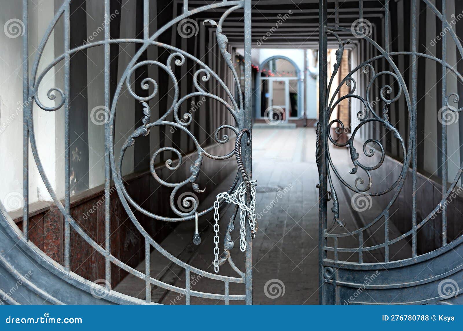 An Opened Wrought-iron Gate Stock Photo - Image of bars, decoration ...